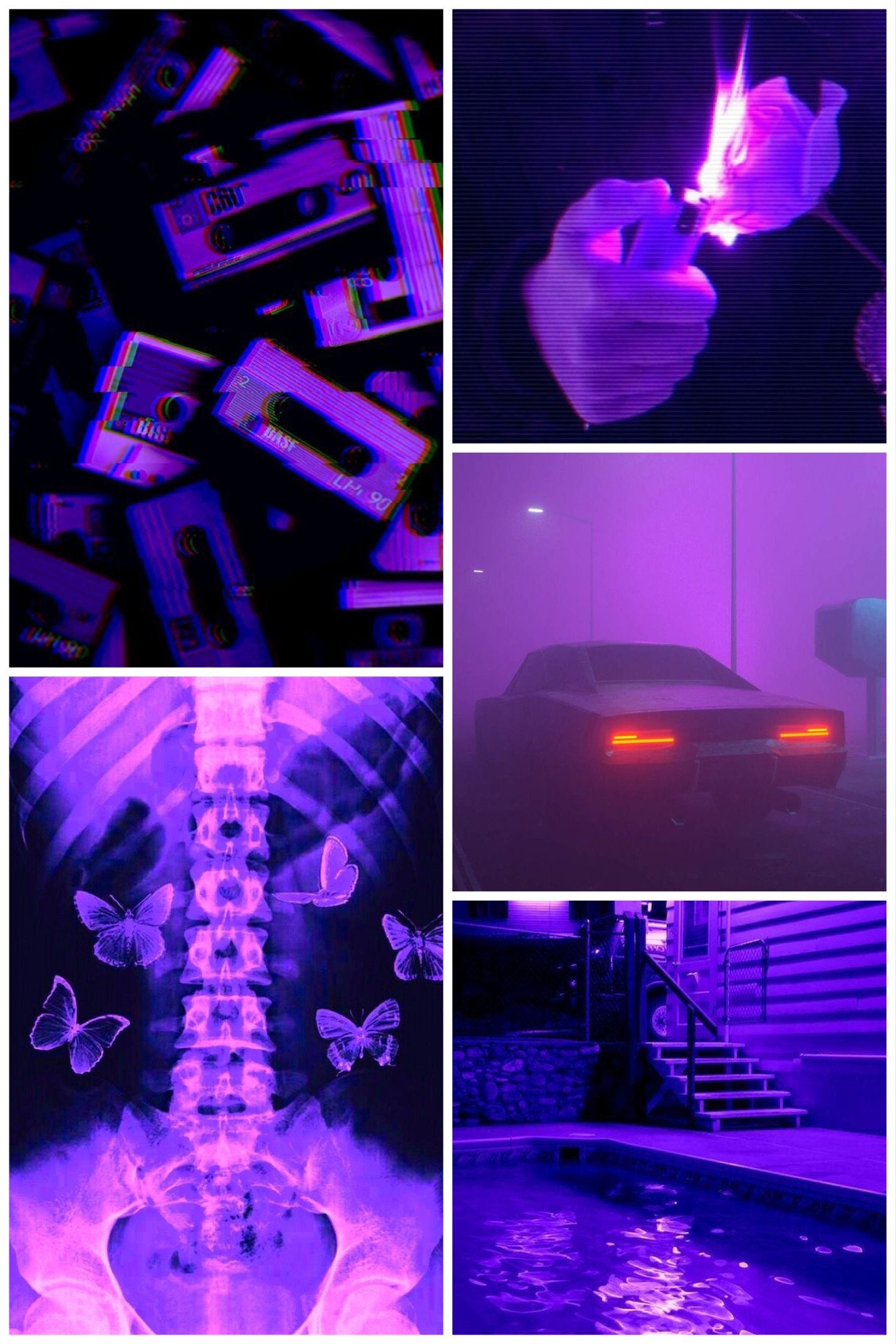 Purple Aesthetic Room Decor, Purple Photo Wall Collage, Purple Room ...