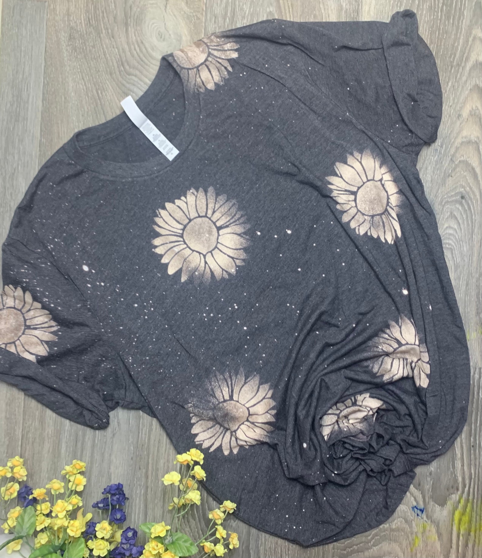 Sunflower Bleached Tee, Sunflower Bleached T Shirt, Bleached Sunflower ...