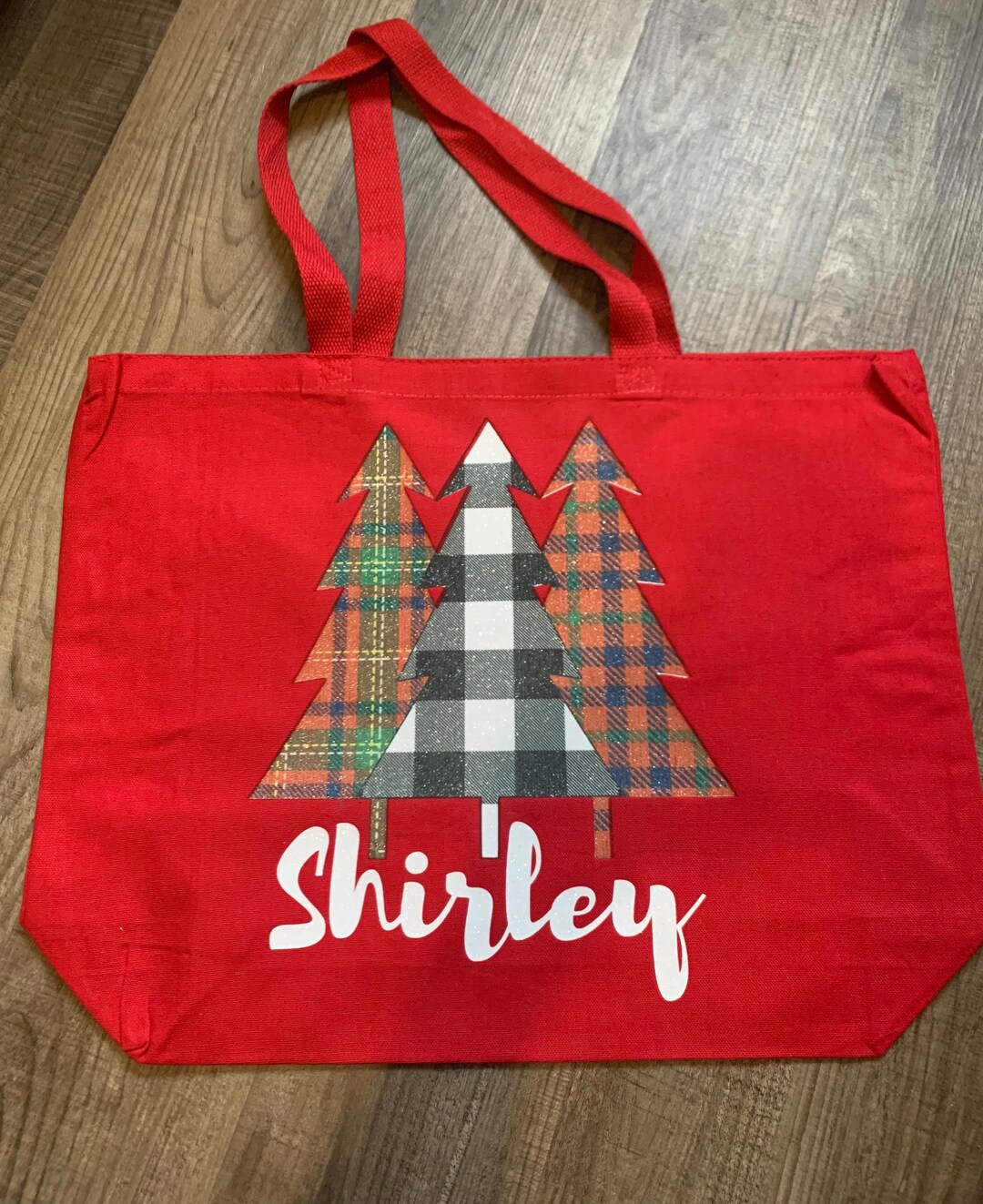 Large Christmas Tote Personalized Canvas Tote Customized Holiday Tote ...