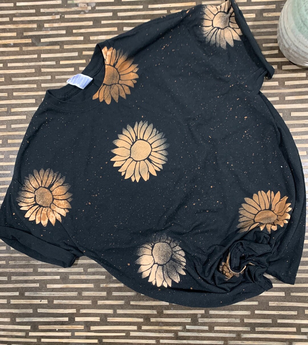 Sunflower Bleached Tee, Sunflower Bleached T Shirt, Bleached Sunflower ...