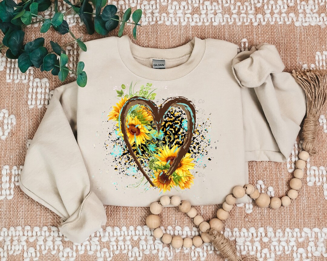 Distressed Western Heart Sunflower Digital Download, PNG Sunflower ...