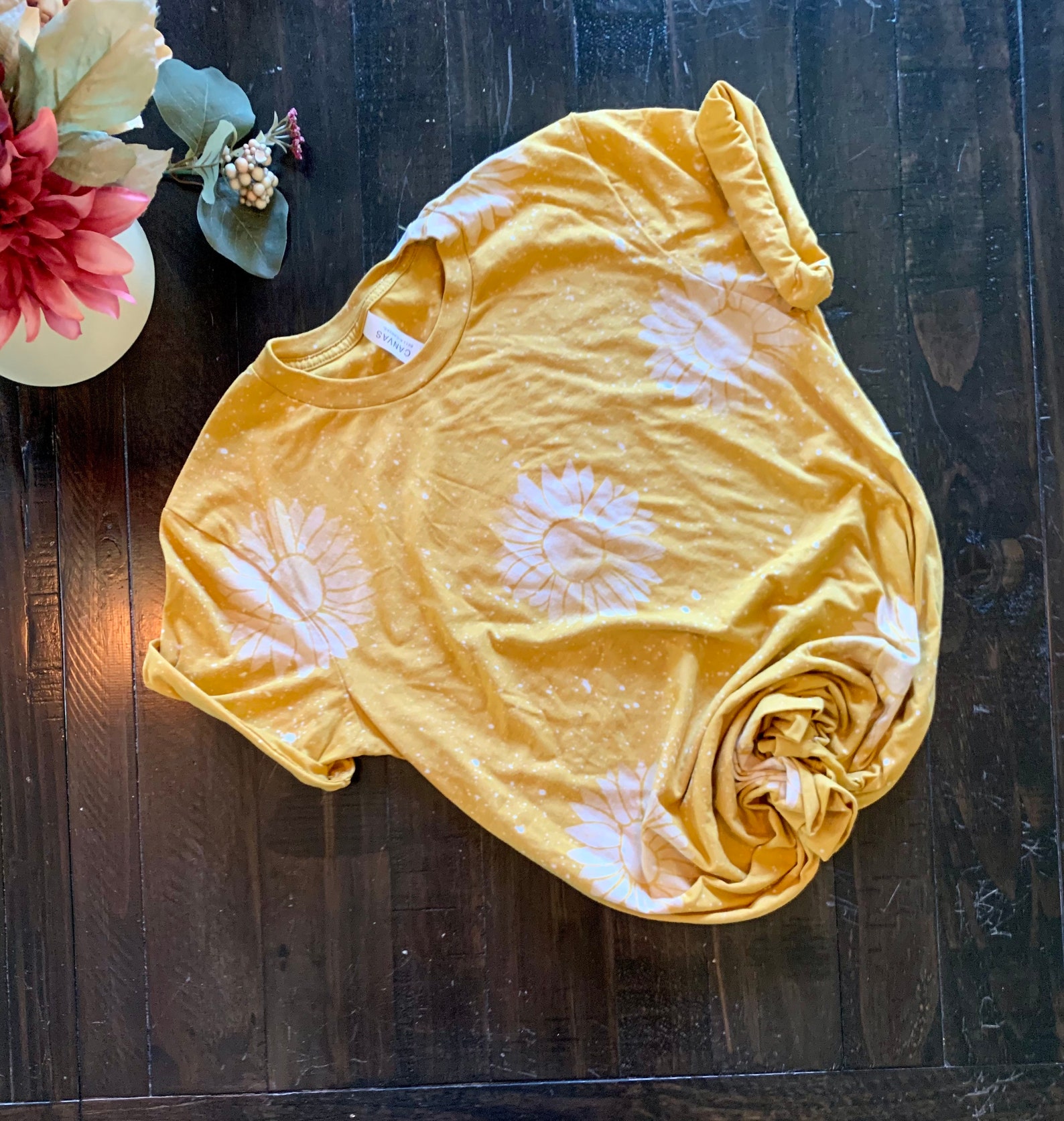Sunflower Bleached Tee, Sunflower Bleached T Shirt, Bleached Sunflower ...