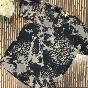 Next Level Black Leopard Acid Wash Racer Back Tank Top , Distressed ...