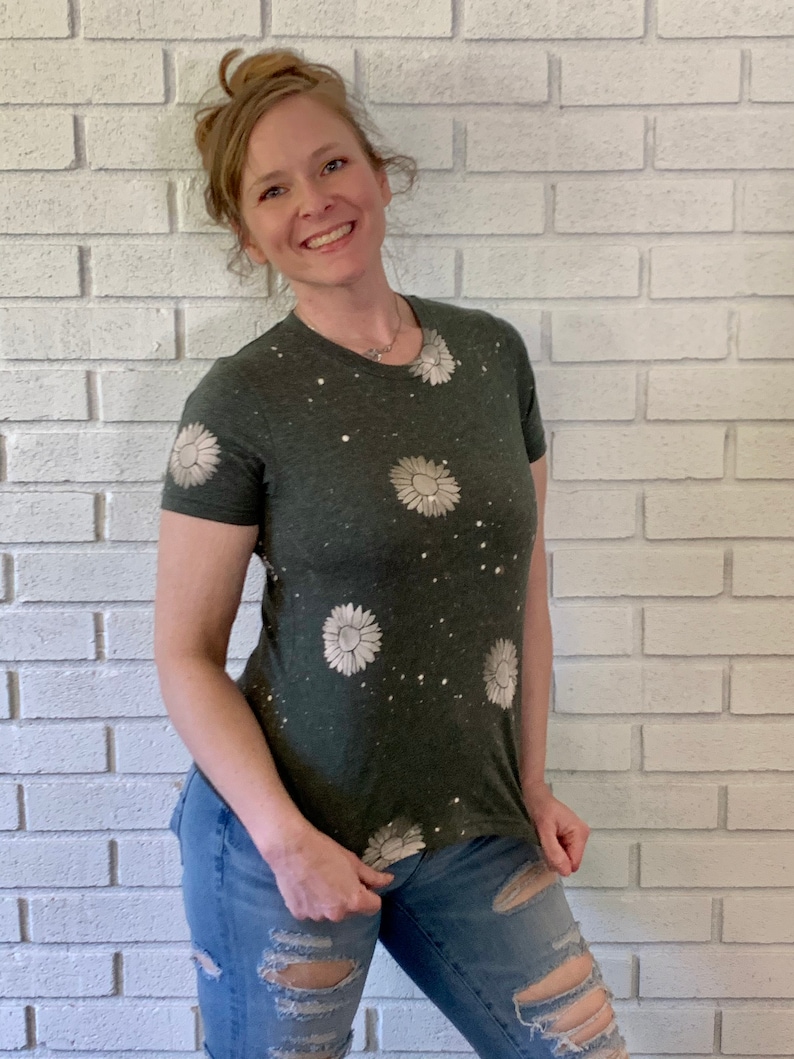 Sunflower Bleached Tee Sunflower Bleached T Shirt Bleached - Etsy