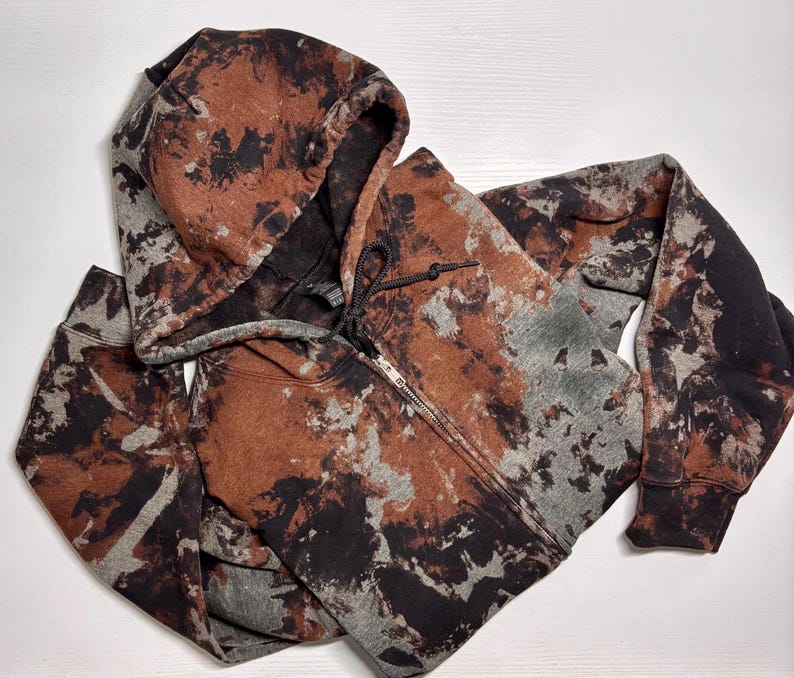 Cowhide Reverse Tie Dye Acid Wash Zip up Hoodie, Custom Vintage Hoodie ...