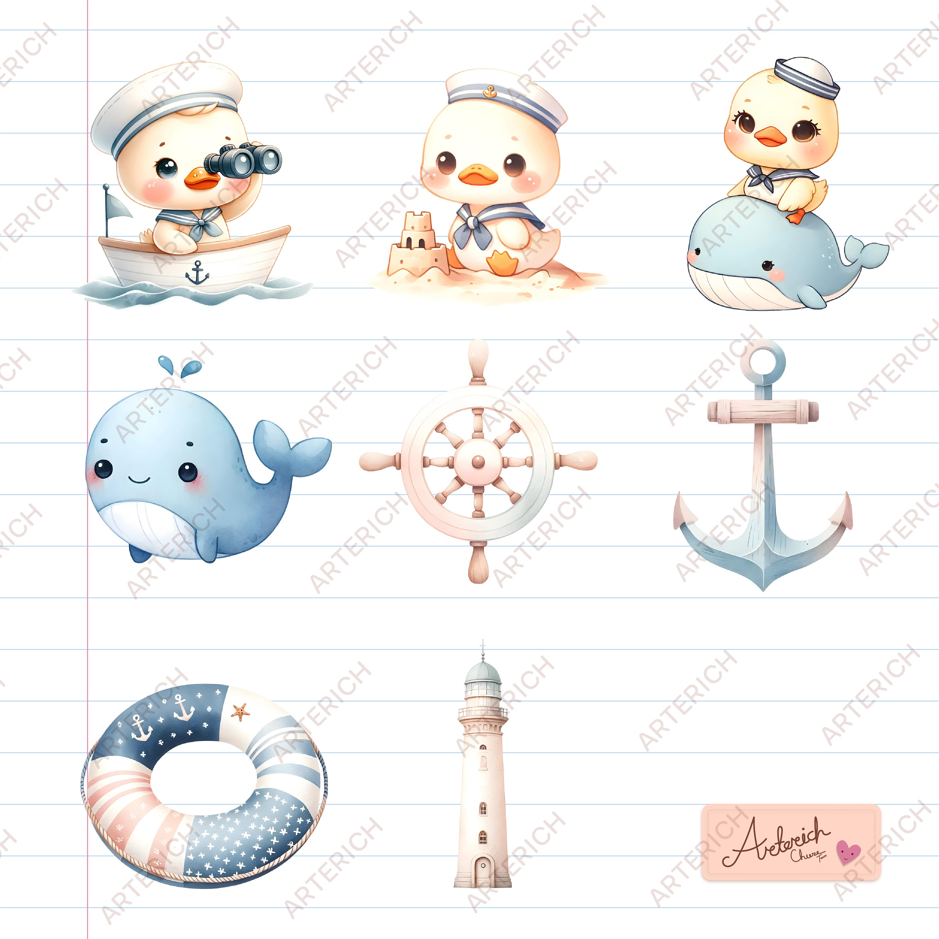 Watercolor Duck Clipart, Clipart for Commercial Use, Transparent Pngs ...