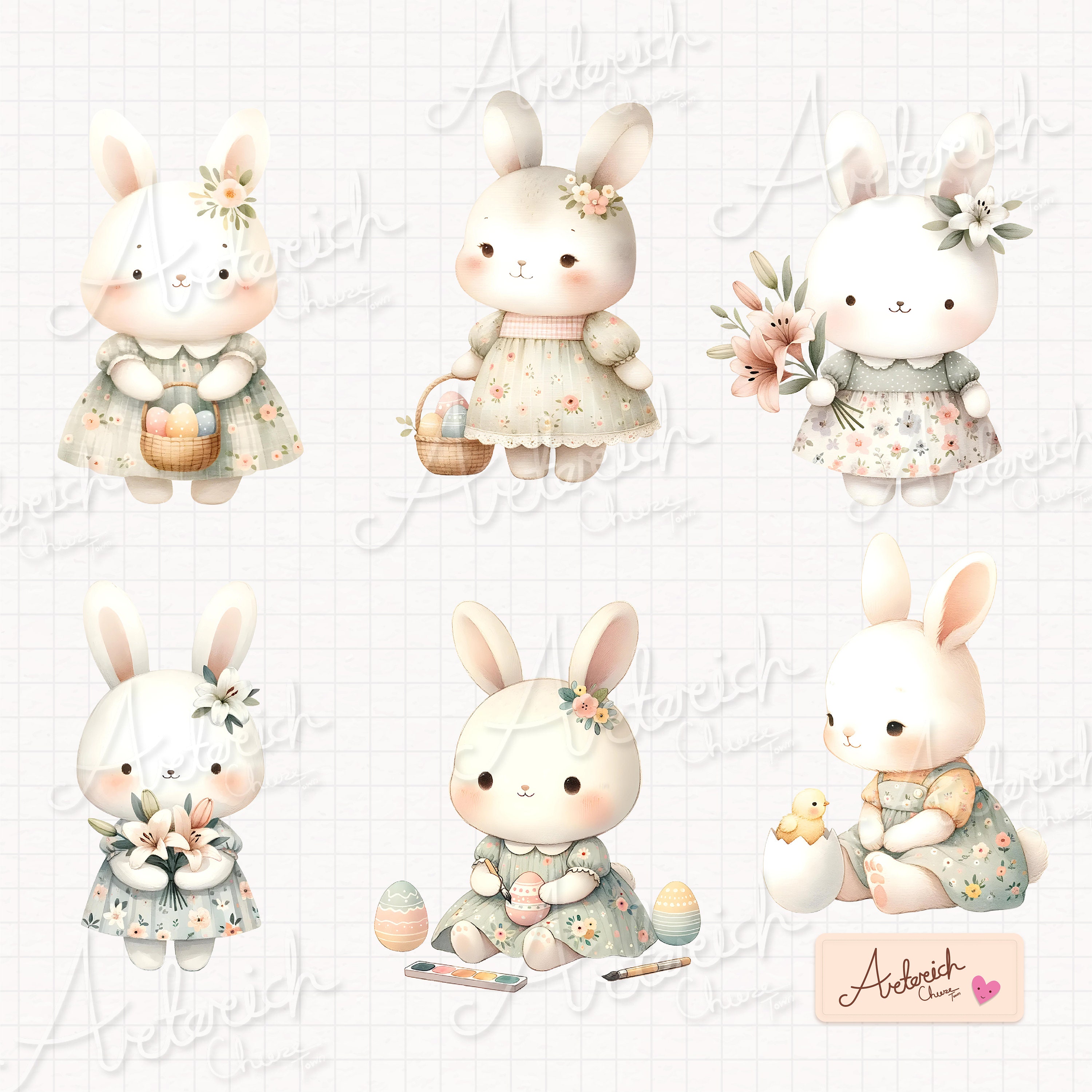 Watercolor Bunny Girl Clipart, Clipart for Commercial Use, Transparent ...