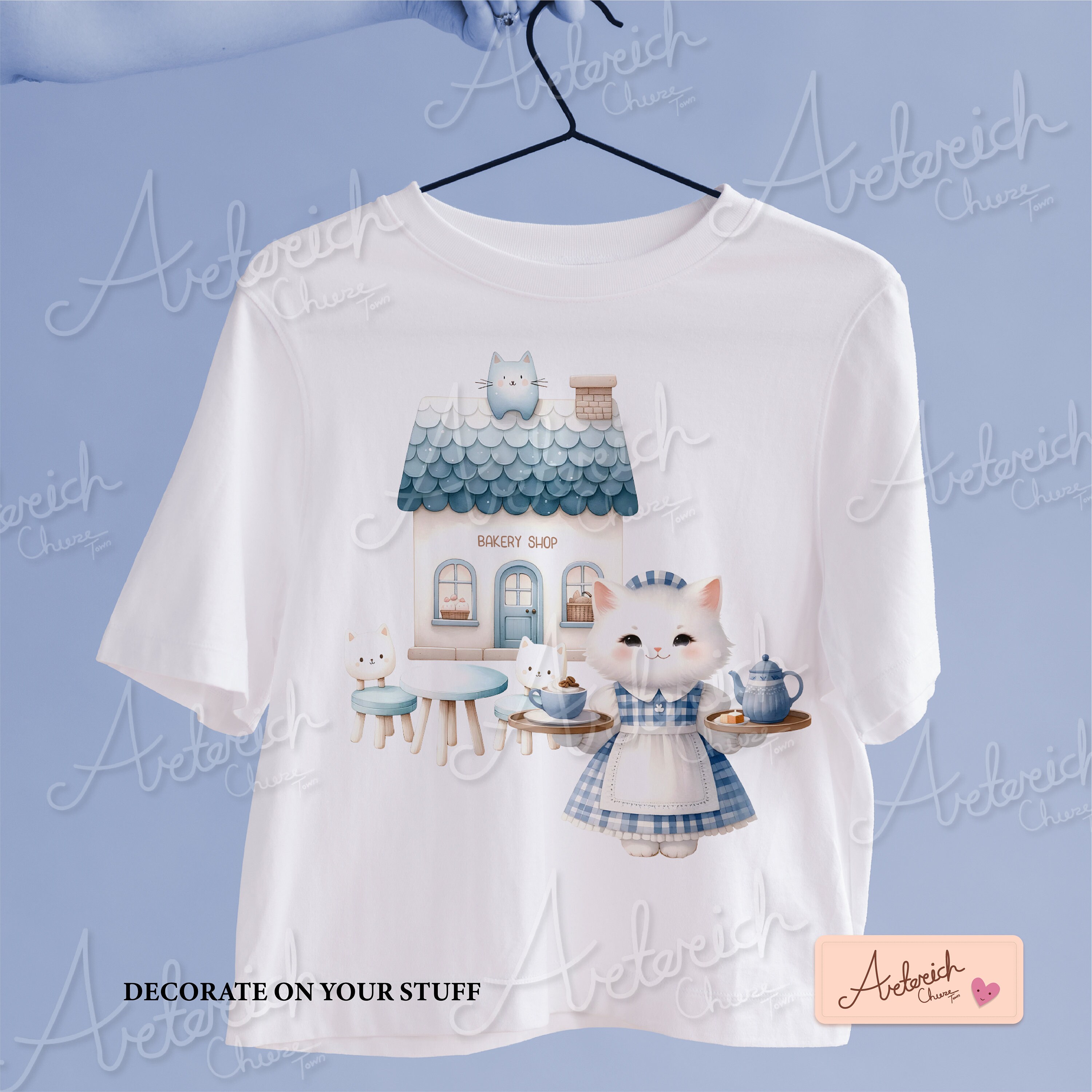 Watercolor Cat Clipart, Bakery Clipart for Commercial Use, Transparent ...