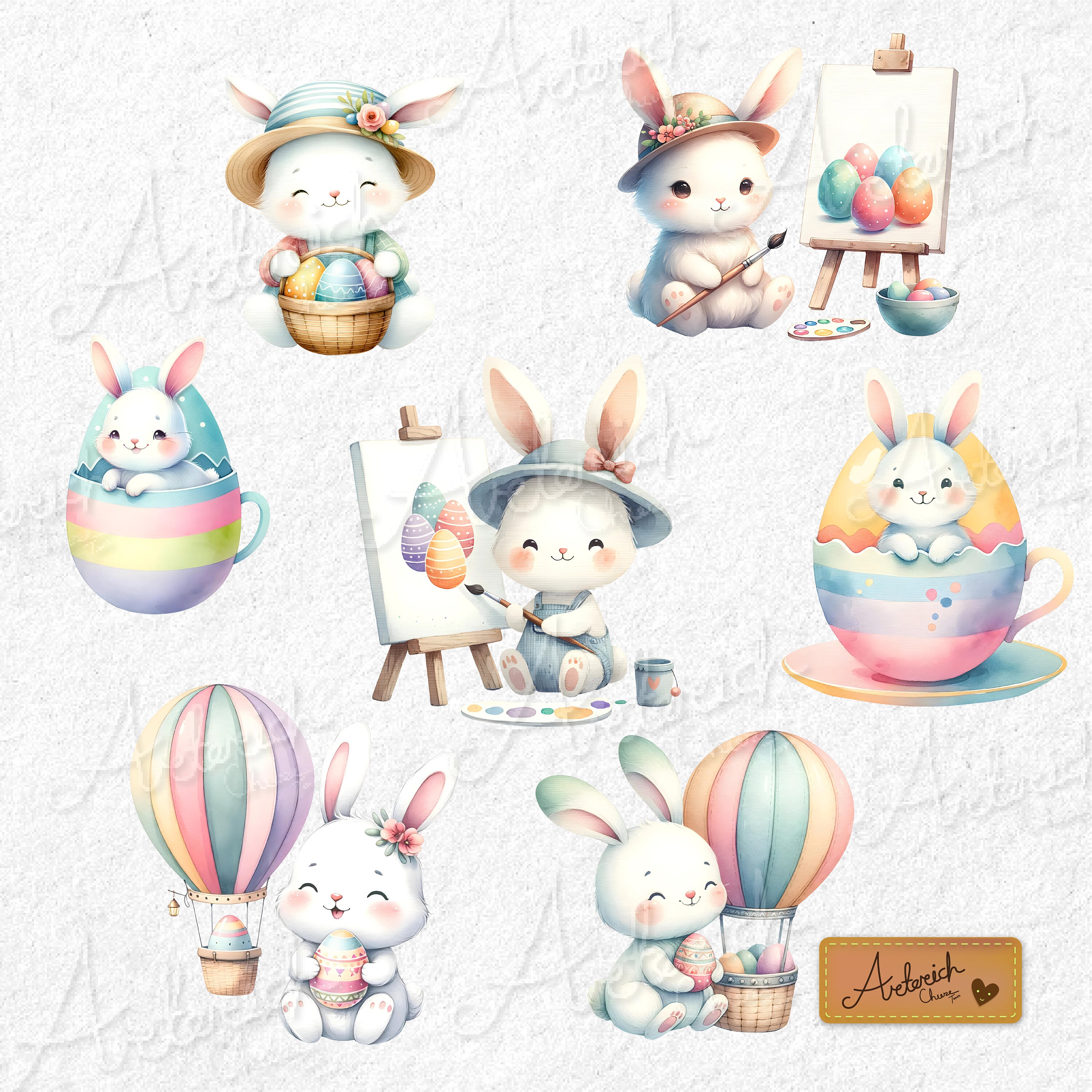 Watercolor Rabbit Clipart, Clipart for Commercial Use, Transparent Pngs ...