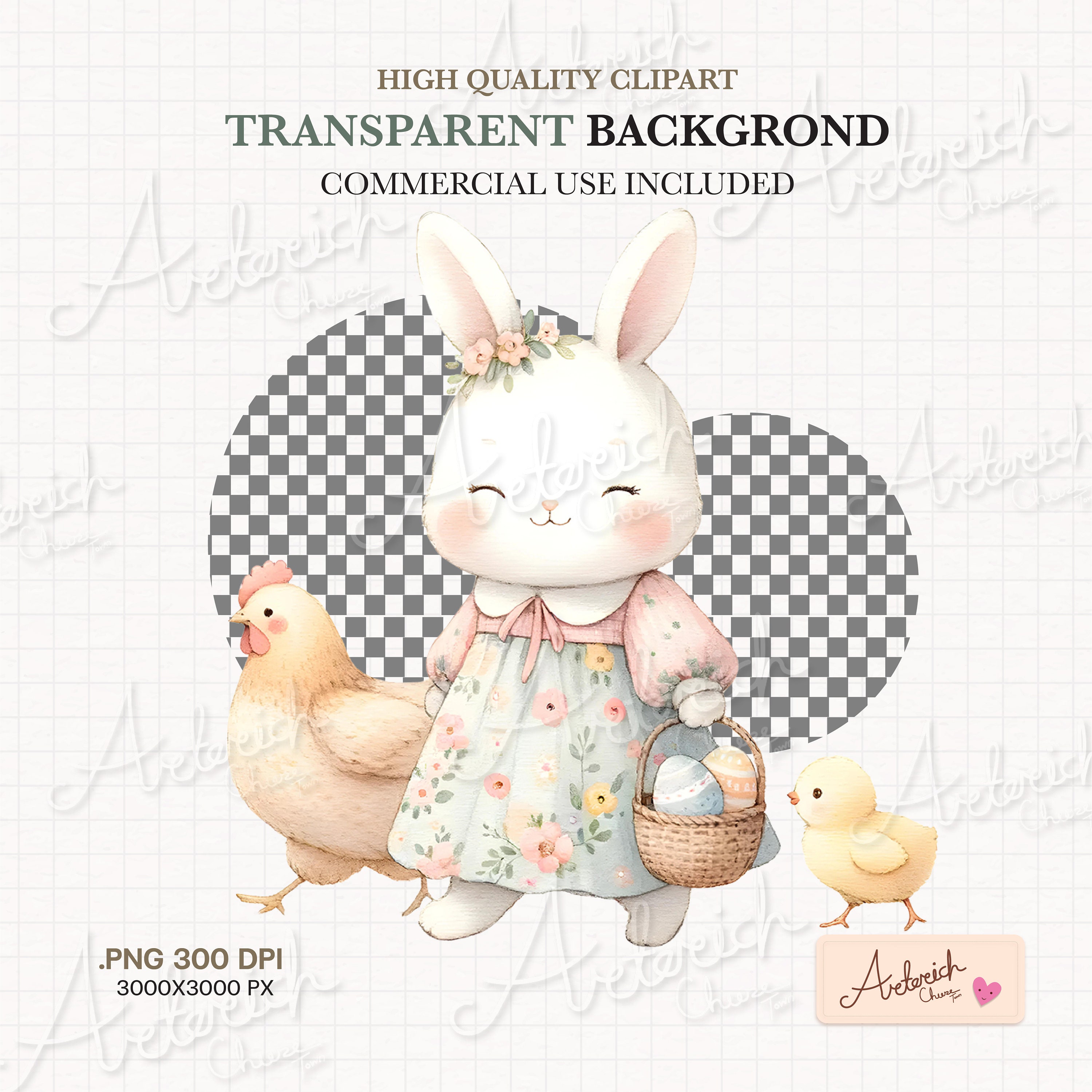 Watercolor Bunny Girl Clipart, Clipart for Commercial Use, Transparent ...