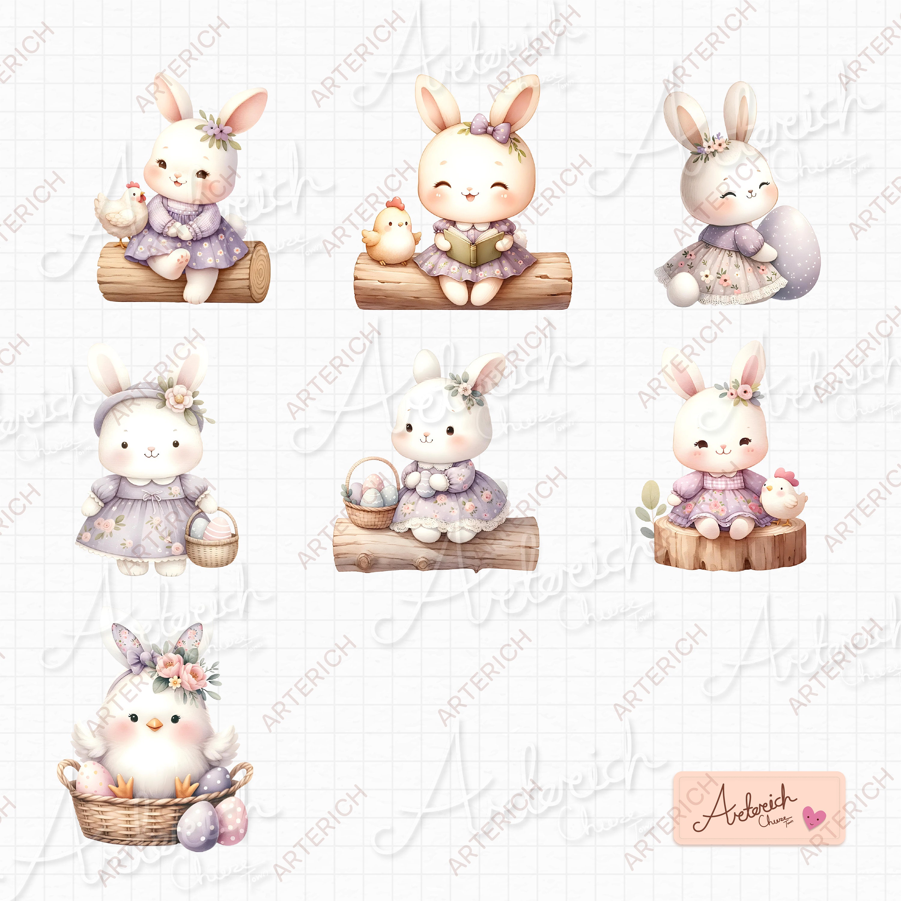Watercolor Bunny Girl Clipart, Easter Clipart for Commercial Use ...