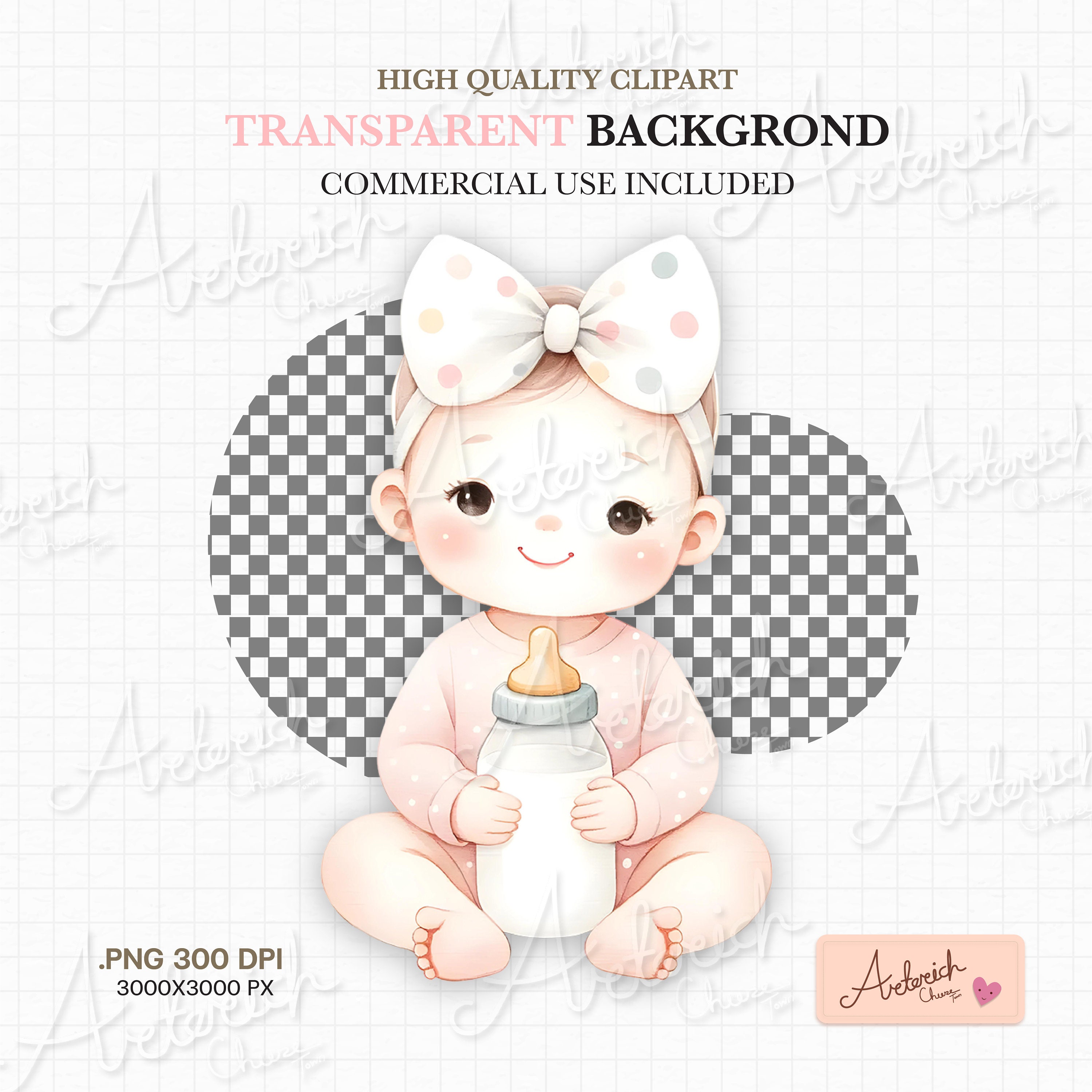 Watercolor Baby Girl Clipart,cute New Born Clipart for Commercial Use ...
