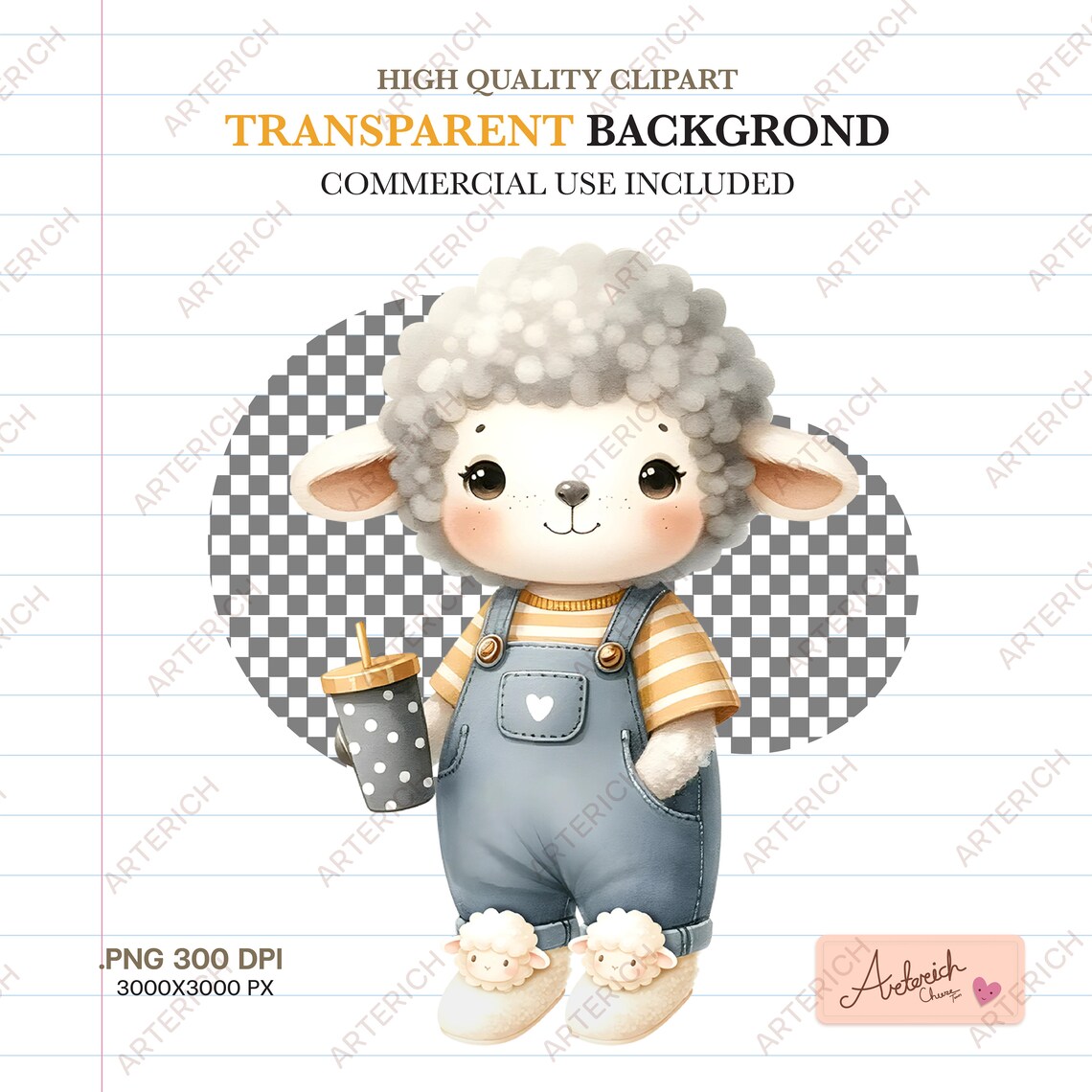 Watercolor Sheep Clipart,cute Lamb Clipart for Commercial Use ...