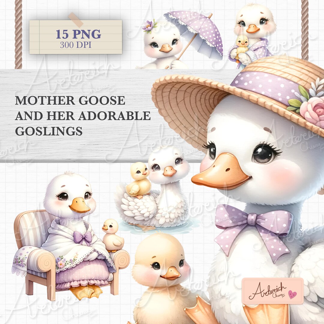 Watercolor Goose Clipart, Cute Clipart for Commercial Use, Transparent ...