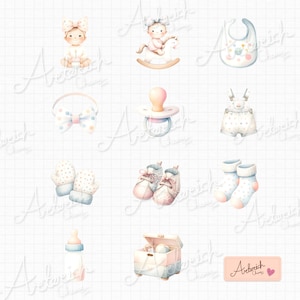 Watercolor Baby Girl Clipart,cute New Born Clipart for Commercial Use ...