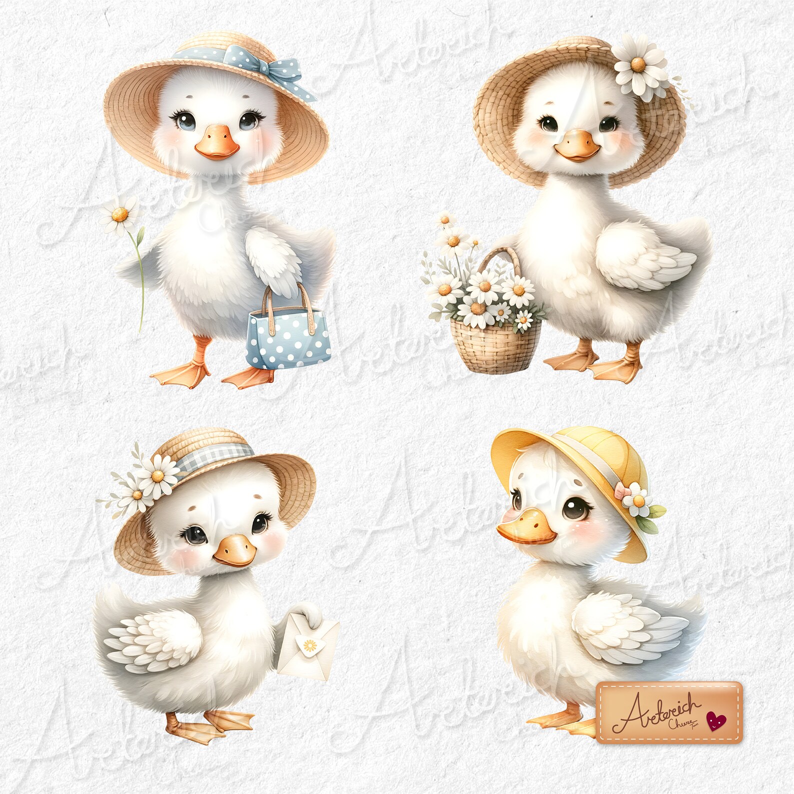 Watercolor Goose Clipart, Clipart for Commercial Use, Transparent Pngs ...