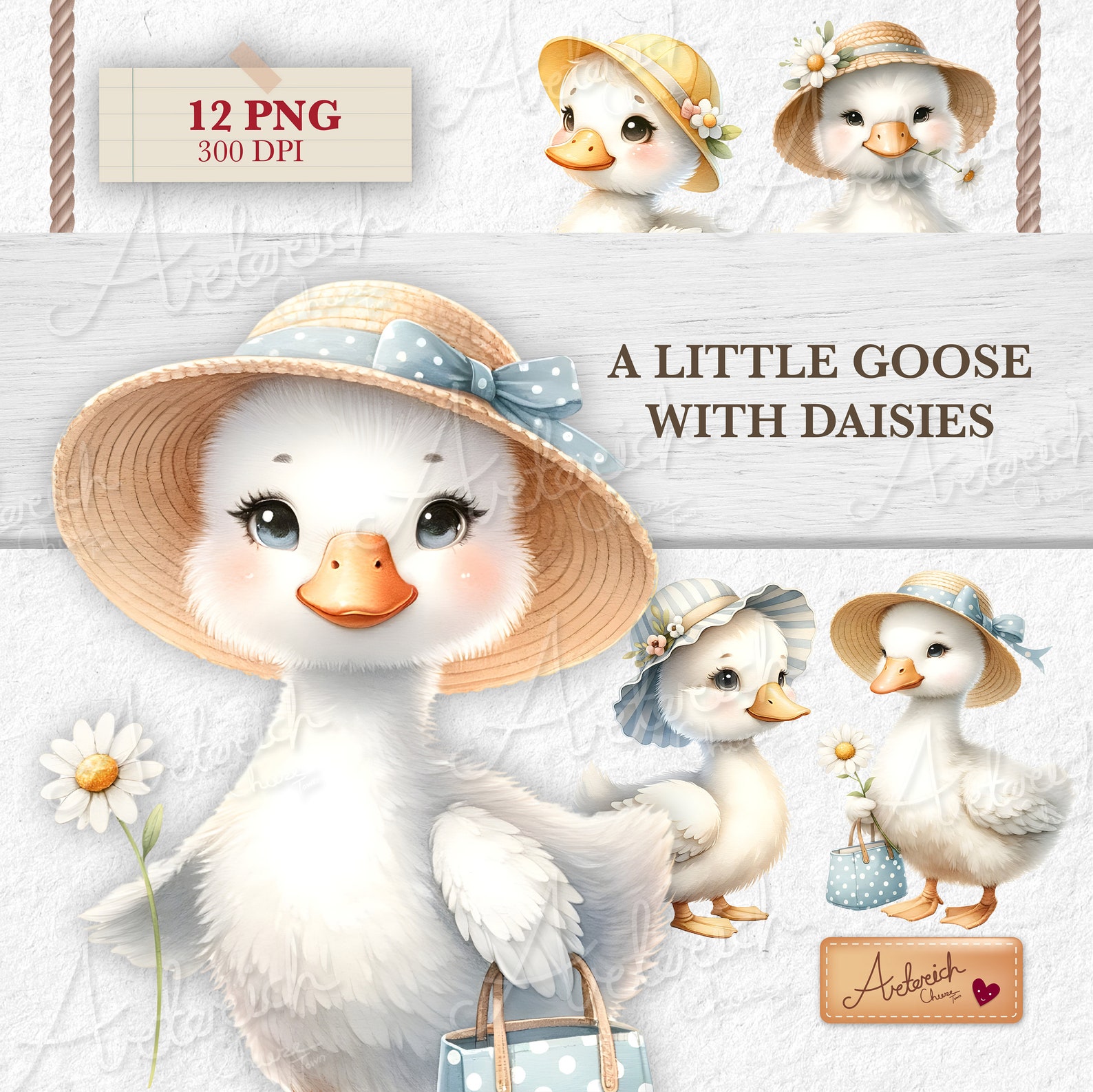 Watercolor Goose Clipart, Clipart for Commercial Use, Transparent Pngs ...