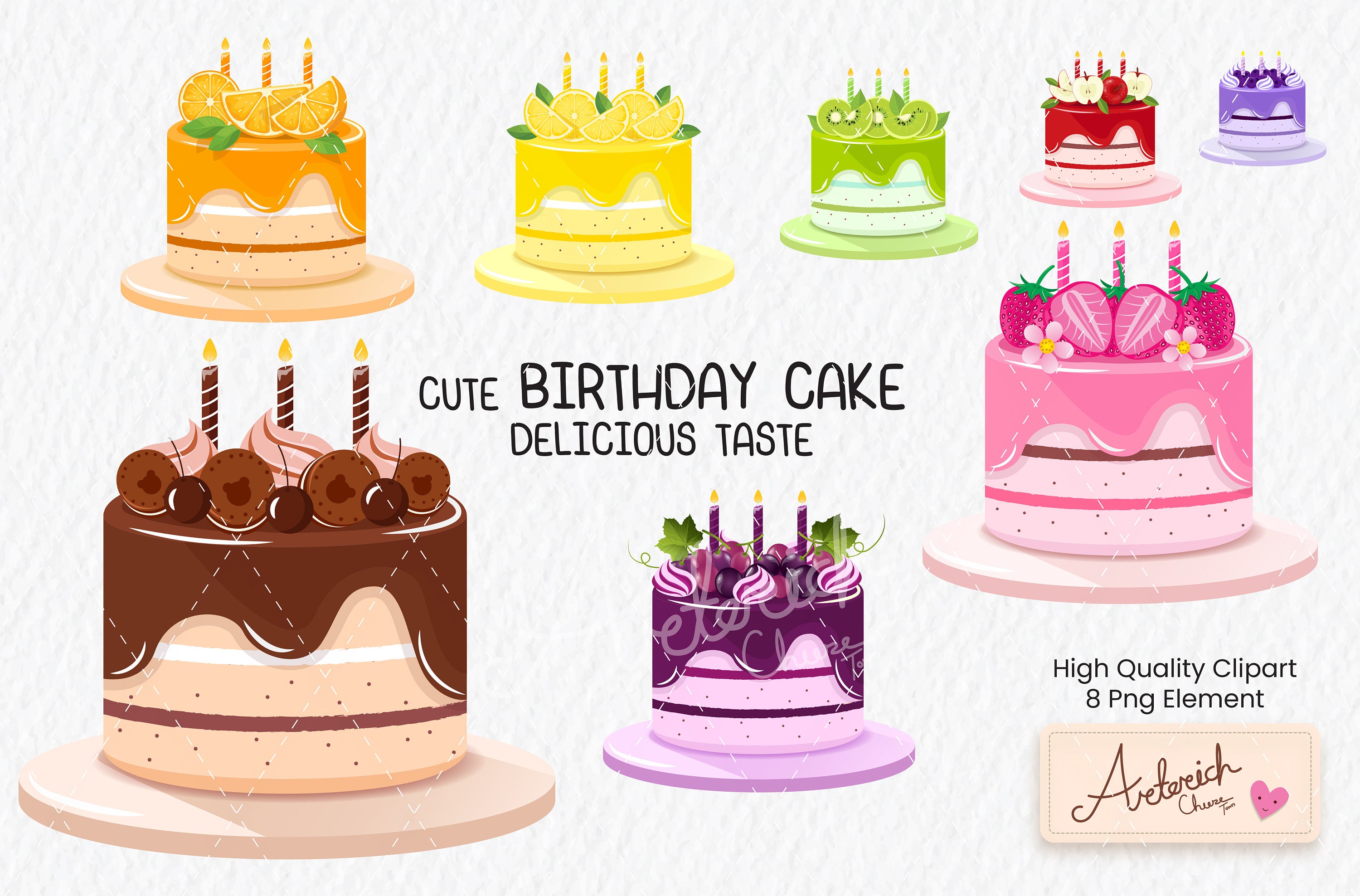 Digital Clip Art Cute Birthday Cake Delicious Taste - Etsy