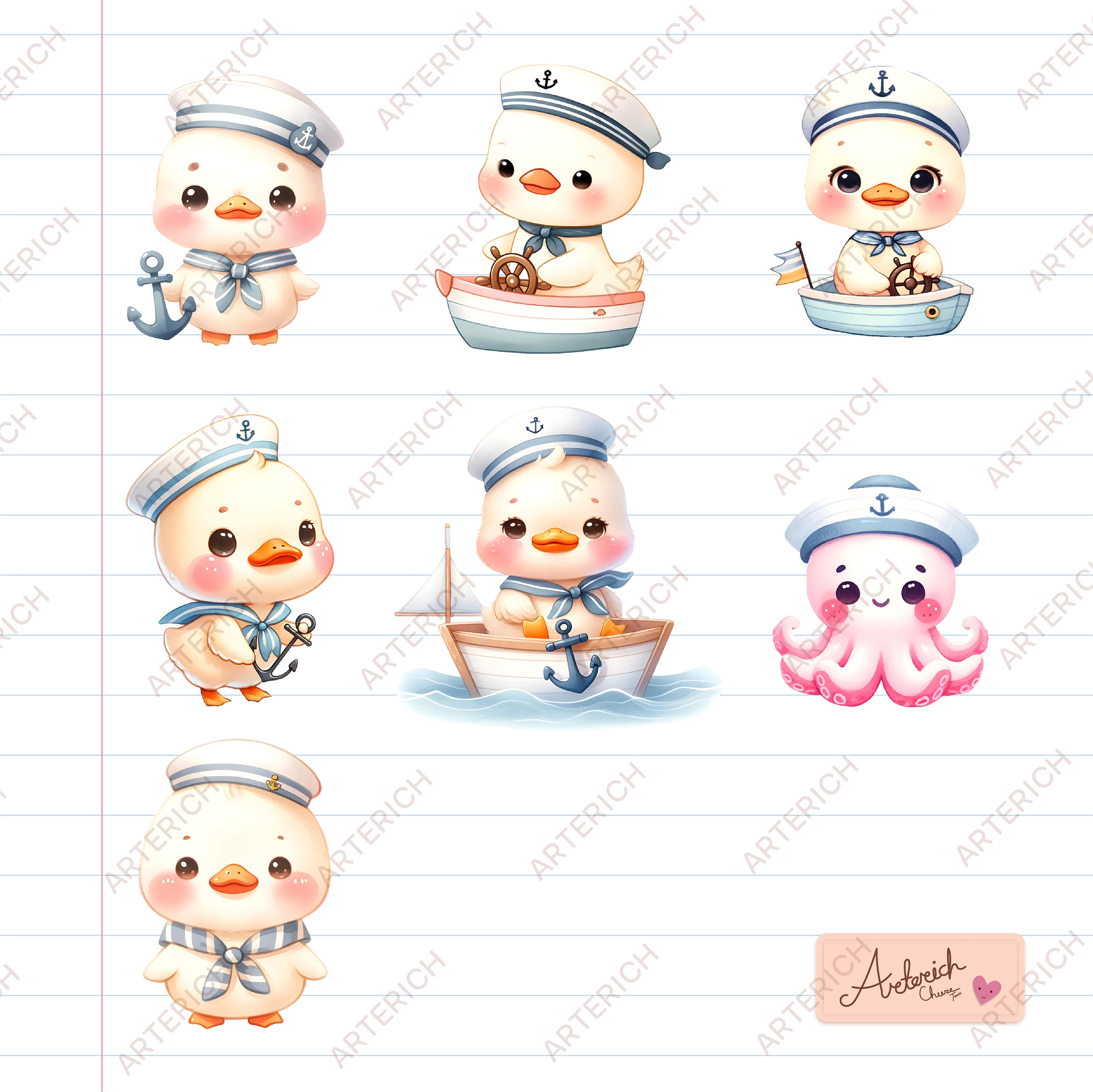 Watercolor Duck Clipart, Clipart for Commercial Use, Transparent Pngs ...