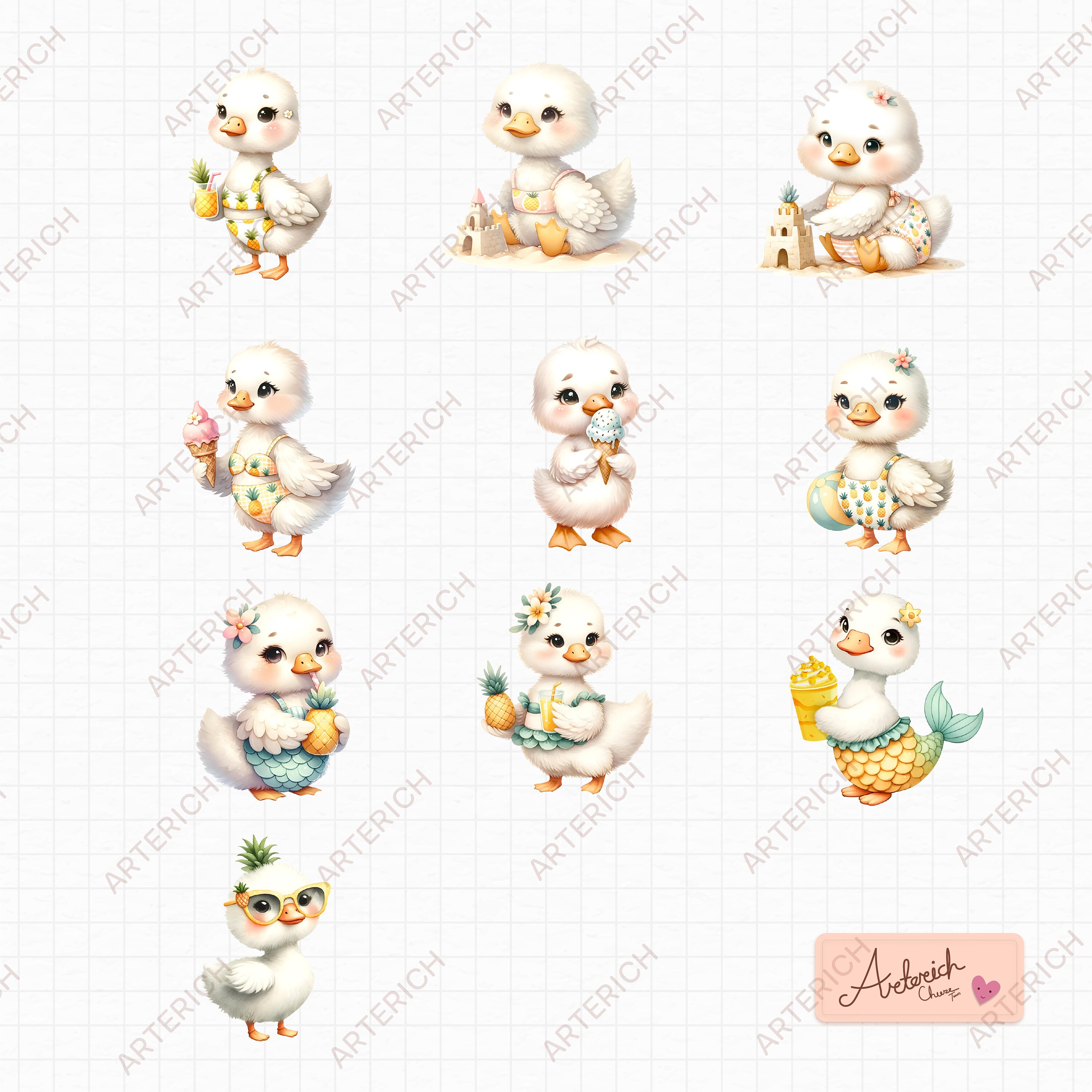 Watercolor Goose Clipart, Pineapple Clipart for Commercial Use ...