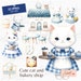 Watercolor Cat Clipart, Bakery Clipart for Commercial Use, Transparent ...