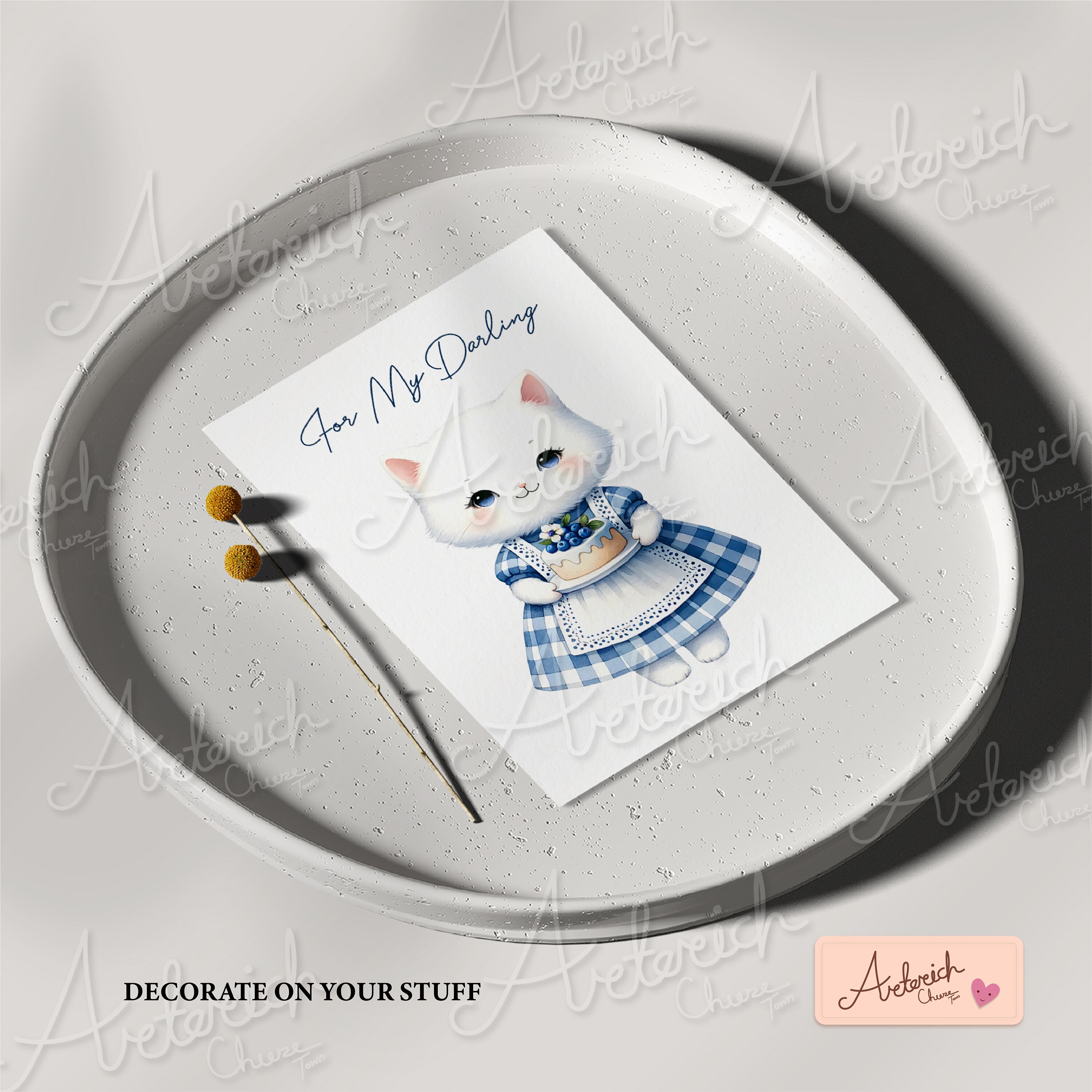 Watercolor Cat Clipart, Bakery Clipart for Commercial Use, Transparent ...