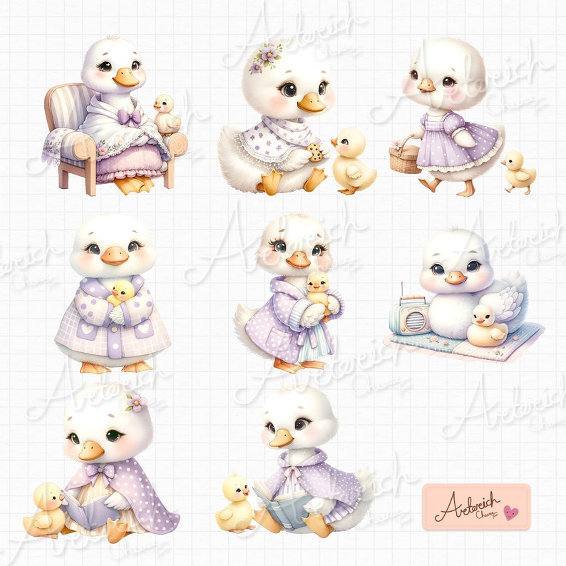 Watercolor Goose Clipart, Cute Clipart for Commercial Use, Transparent ...