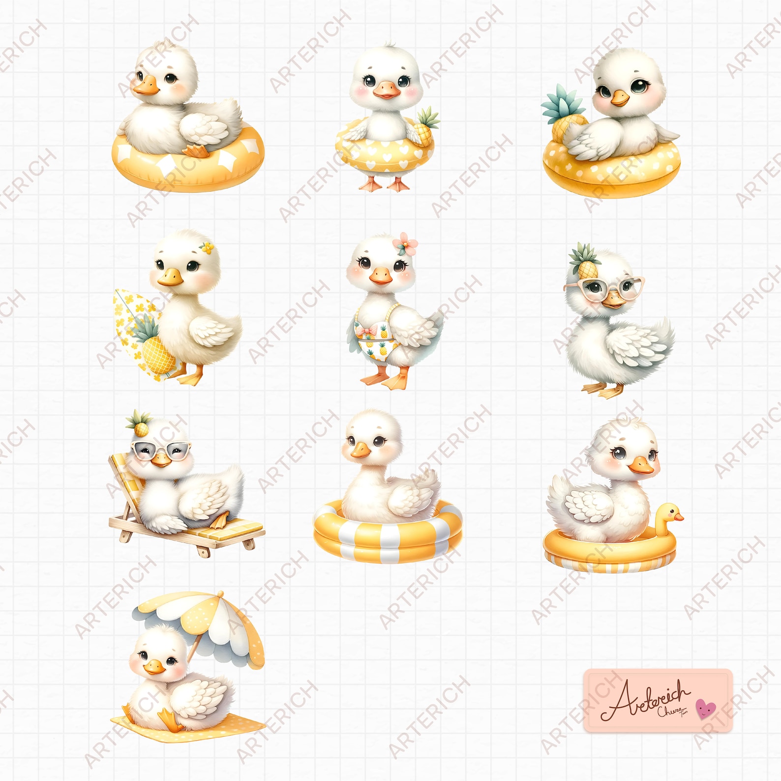 Watercolor Goose Clipart, Pineapple Clipart for Commercial Use ...
