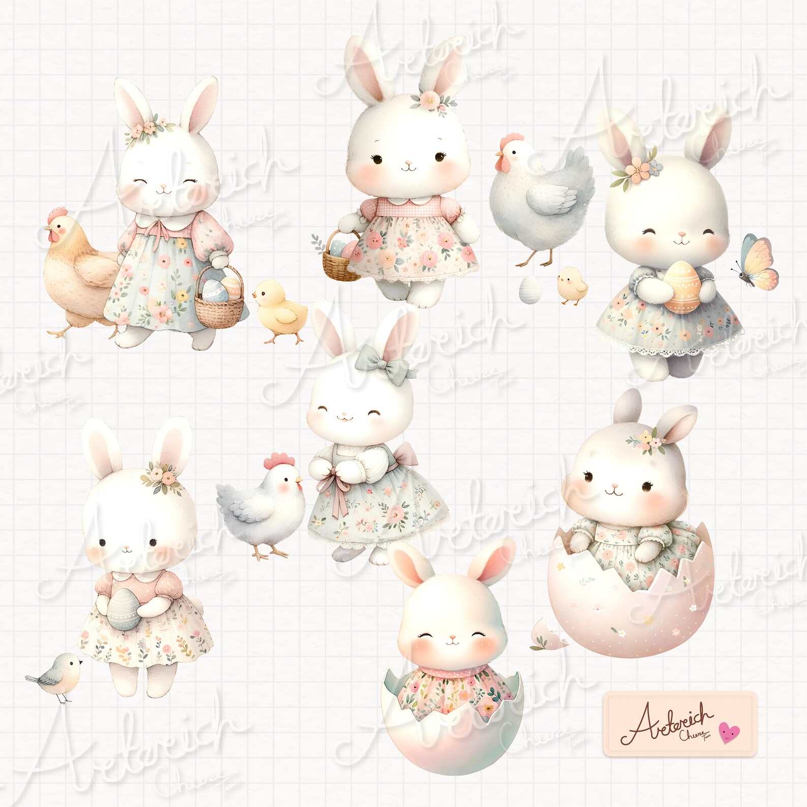 Watercolor Bunny Girl Clipart, Clipart for Commercial Use, Transparent ...
