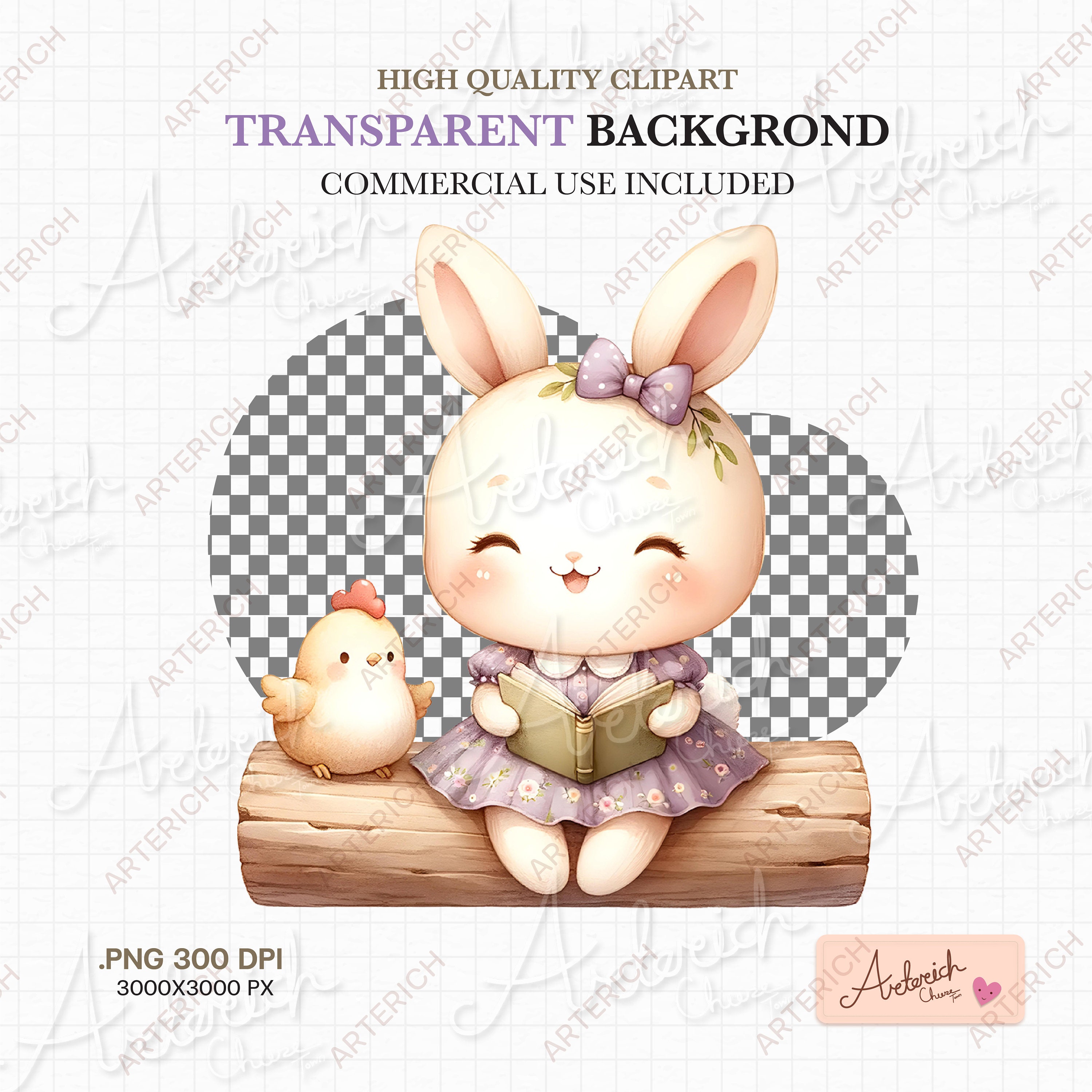 Watercolor Bunny Girl Clipart, Easter Clipart for Commercial Use ...