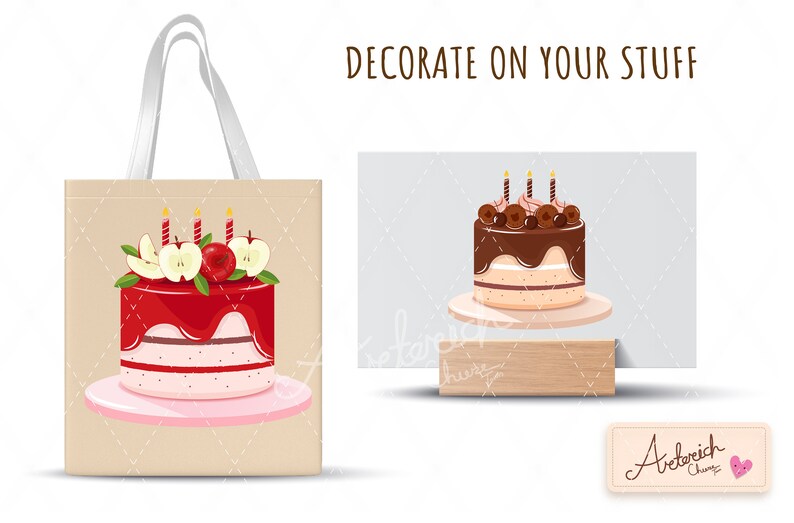 Digital Clip Art Cute Birthday Cake Delicious Taste - Etsy
