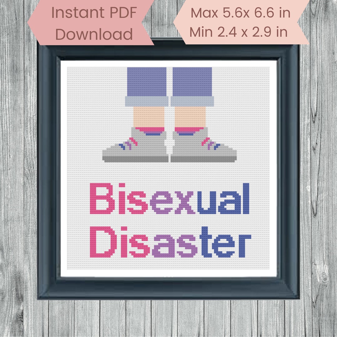 Bisexual Disaster Cross Stitch Pattern Cuffed Jeans Bi Culture LGBTQIA ...