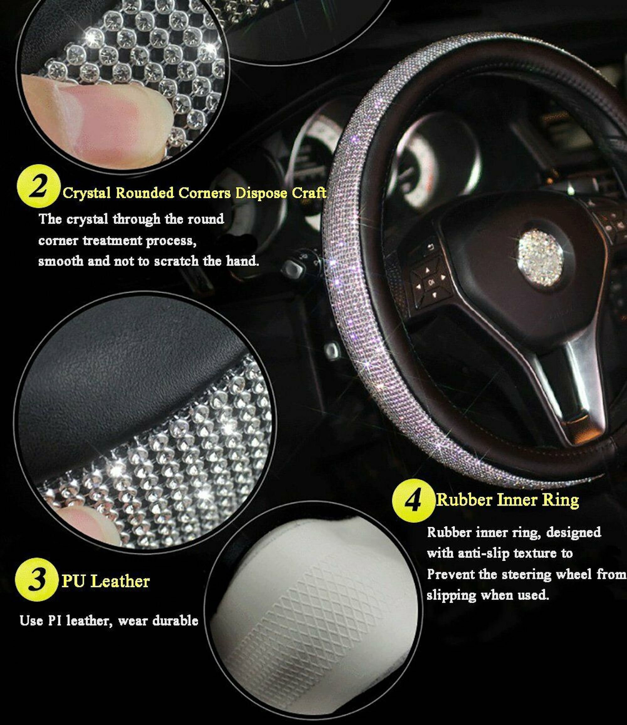 Rhinestones Diamond Car Steering Wheel Cover Bling Universal - Etsy