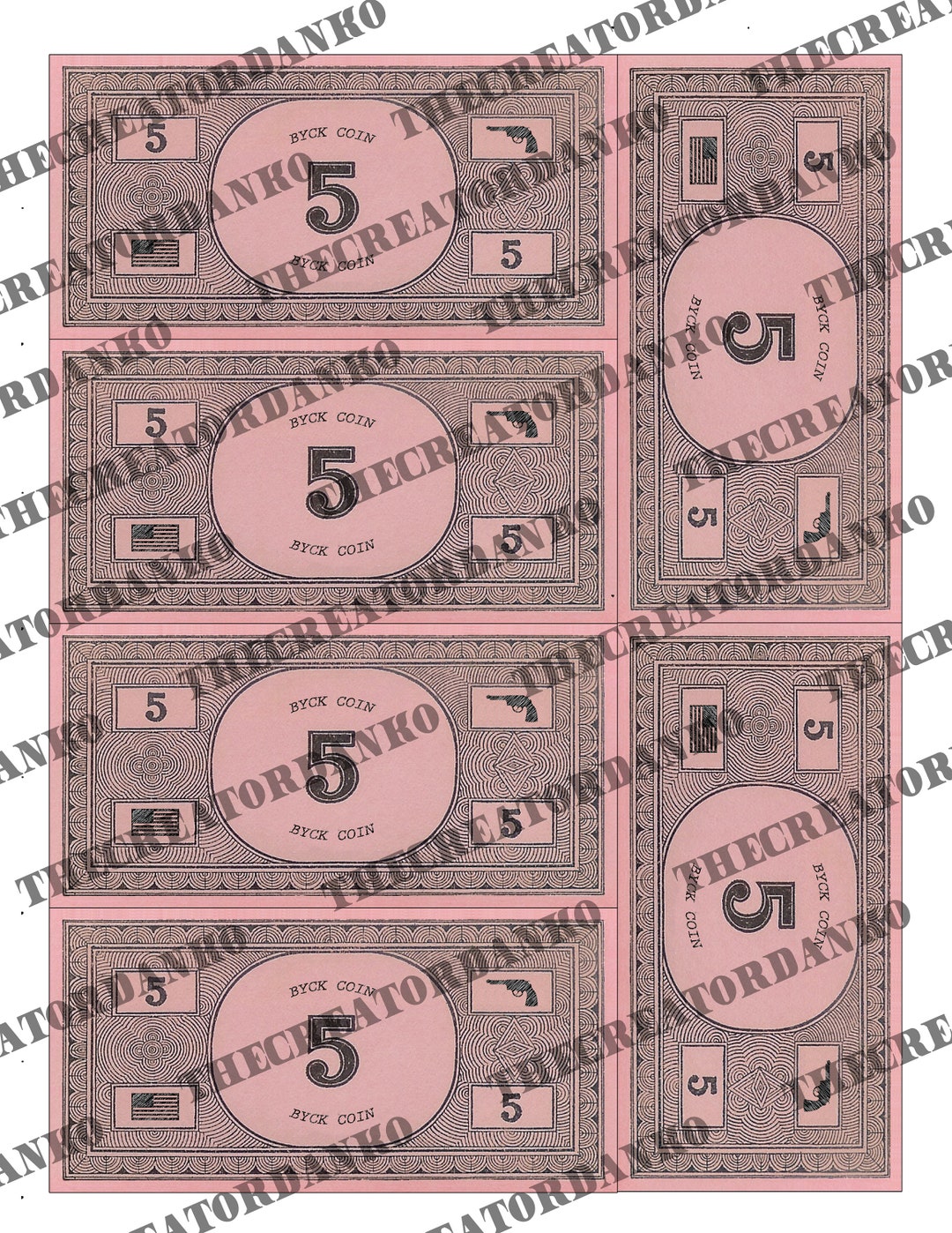 Play Money 5 Dollar Digital File - Etsy