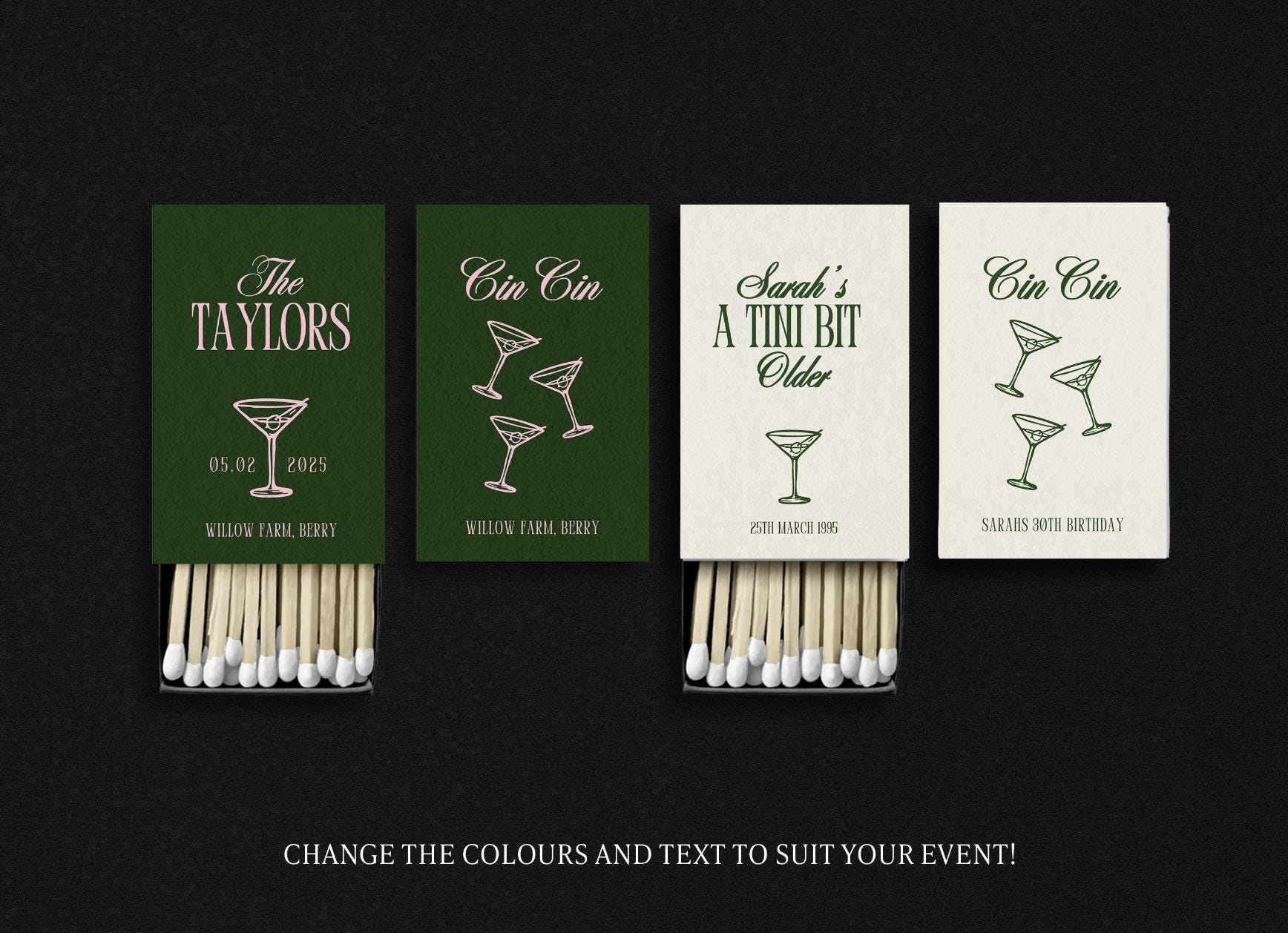 Wedding Martini Matchbox Template | Weddings and Events | Fully ...