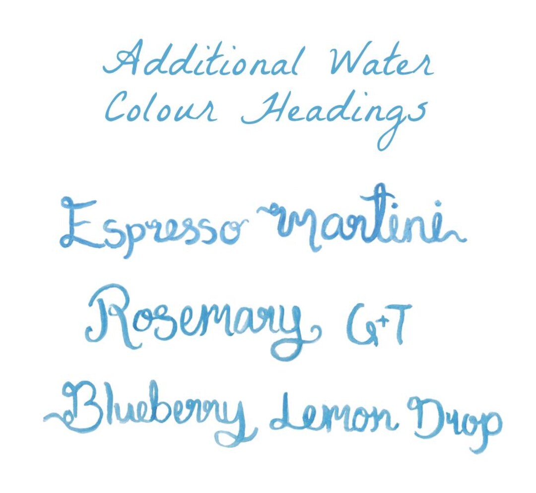 Additional Water Colour Headings to Be Hand Painted for Drinks and Food ...