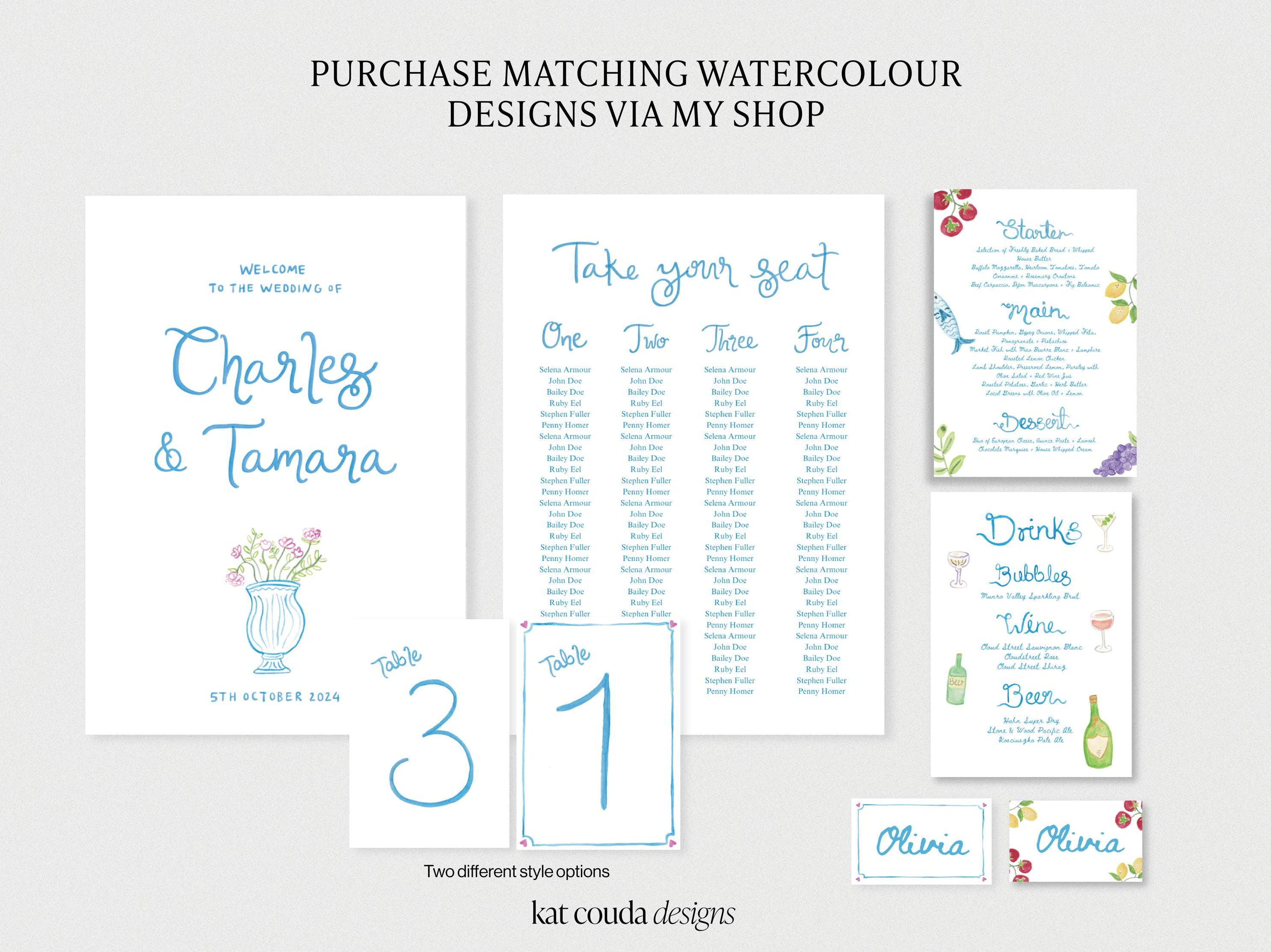 Watercolour Wedding Table Numbers / Event Template | Digital Download ...