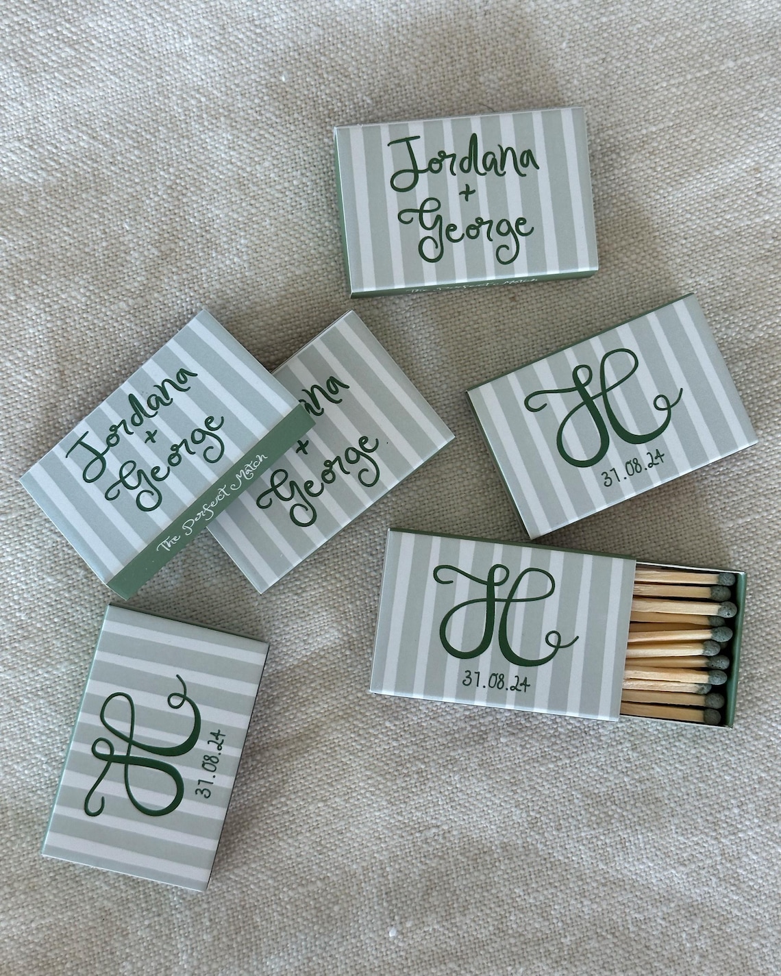 Semi Custom Wedding Matchbox Design | Printing File Provided | Striped ...