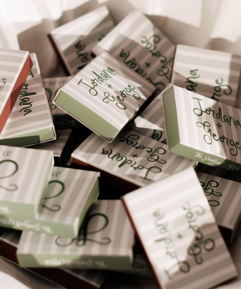 Semi Custom Wedding Matchbox Design | Printing File Provided | Striped ...