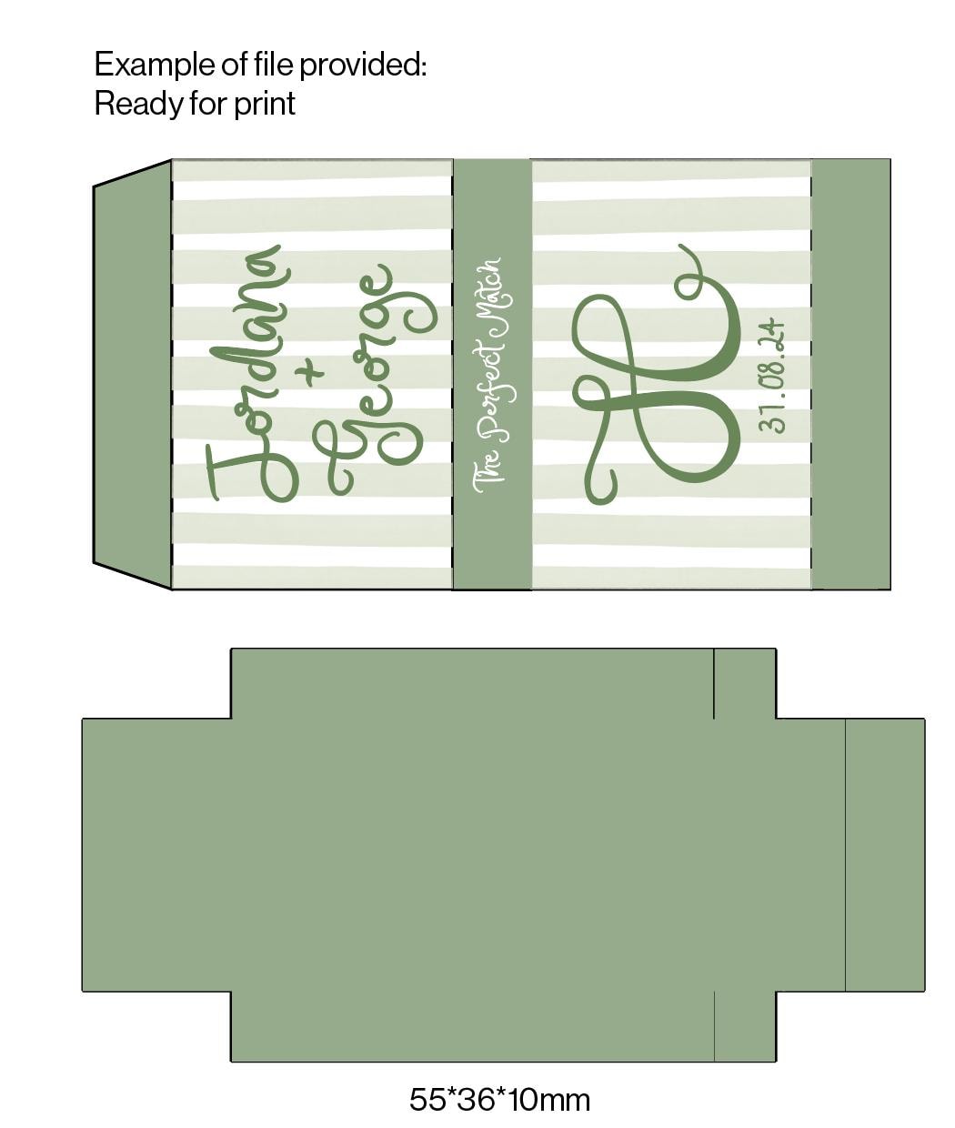 Semi Custom Wedding Matchbox Design | Printing File Provided | Striped ...
