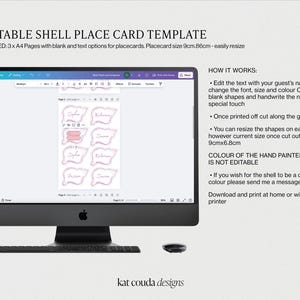 Shell Place Card Editable Template | Hand Painted Border | Bridal ...