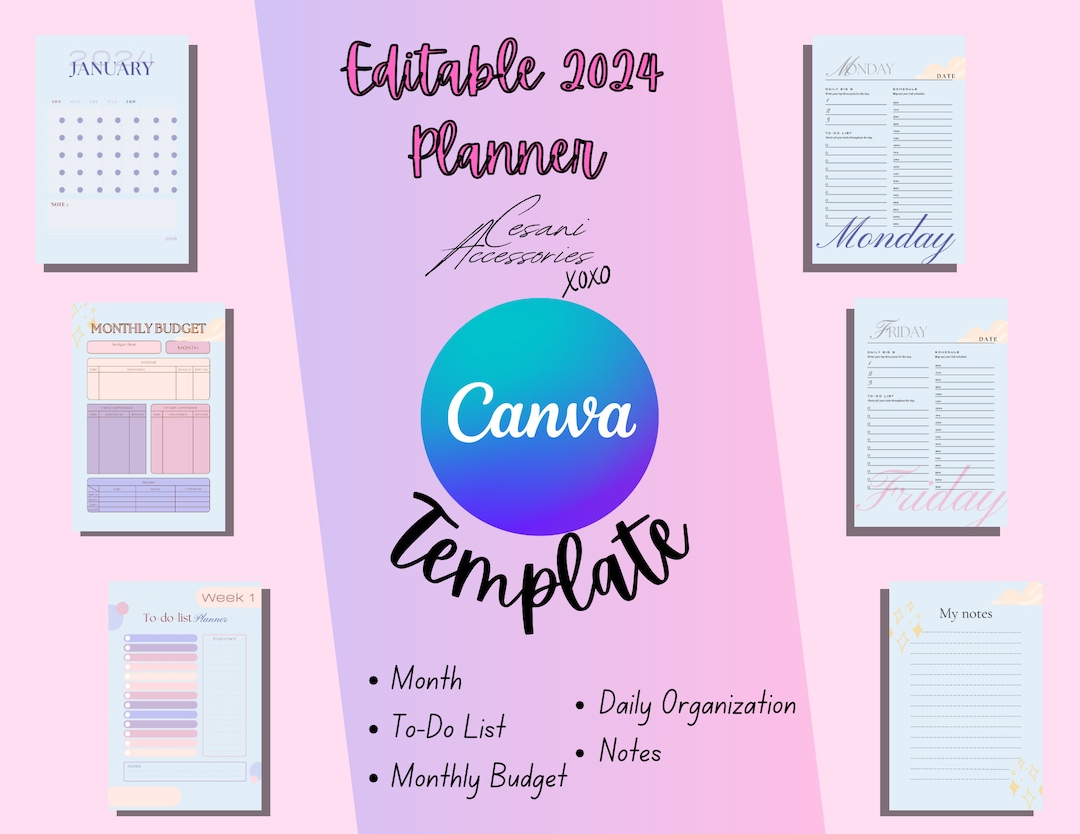 Editable Canva Template Digital Planner, 6x9, Canva Template Planner ...