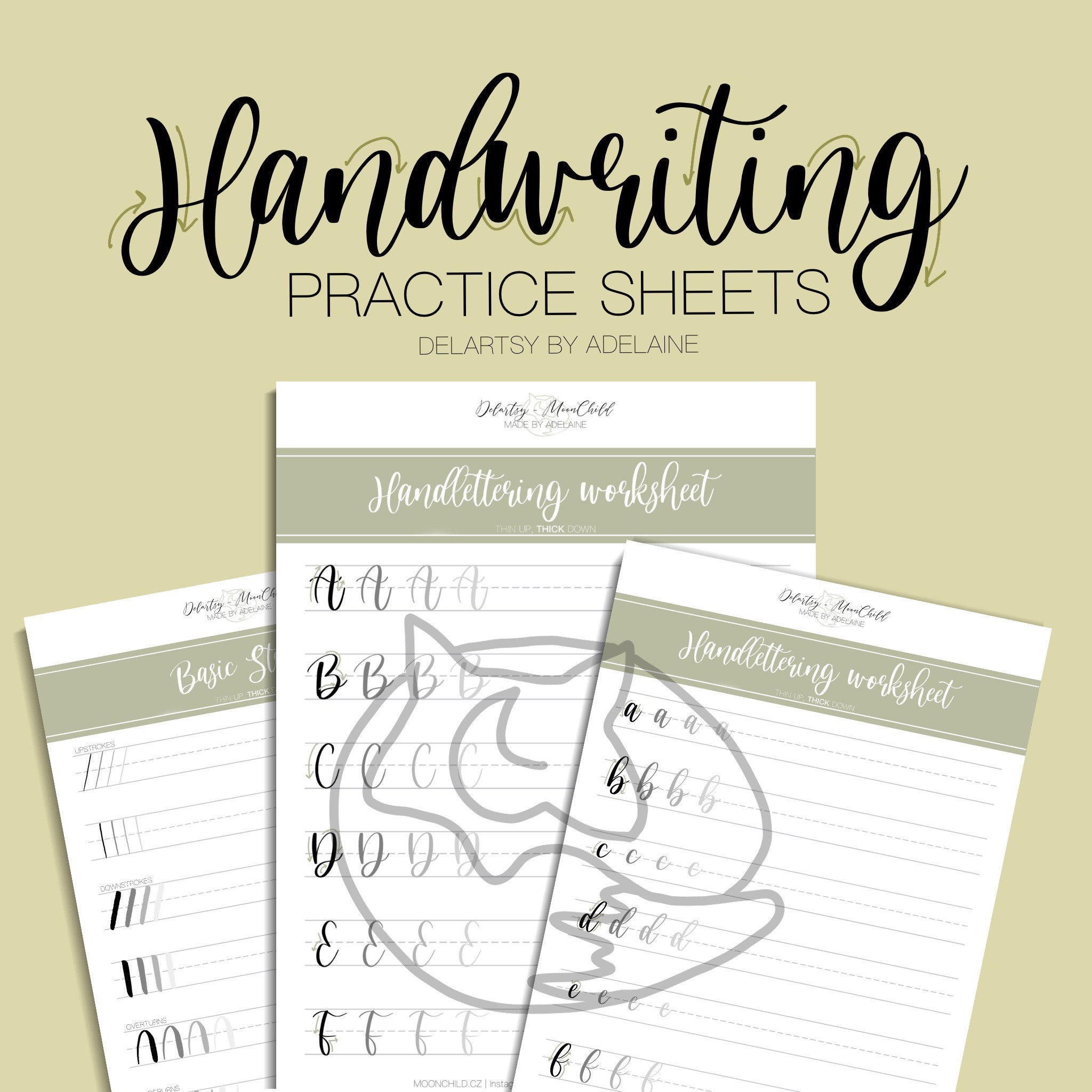 Printable PDF Calligraphy Handlettering Worksheets Instant - Etsy