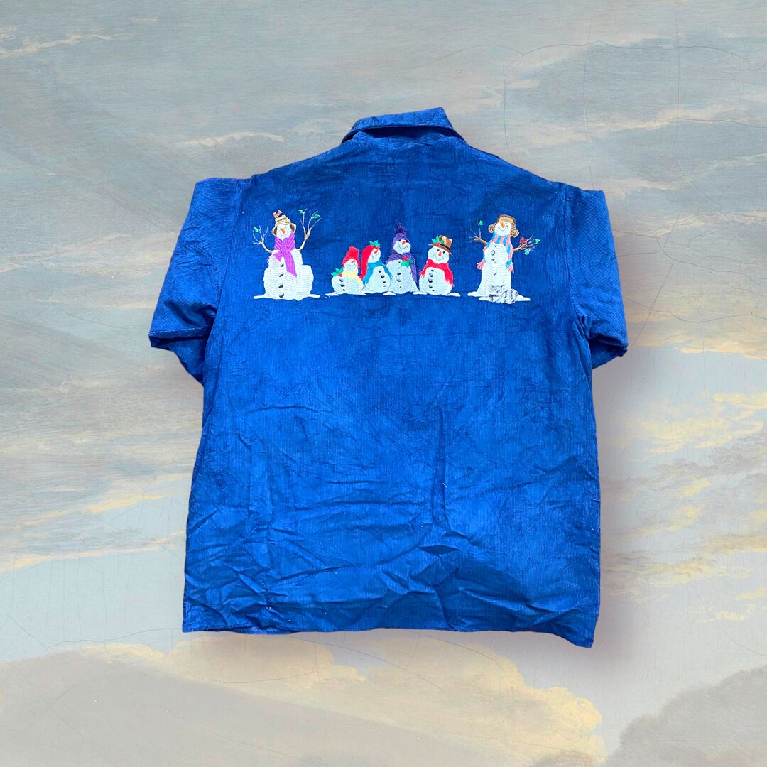 Vintage Retro 90s Snowman Jacket Corduroy Blue/colorful XL - Etsy