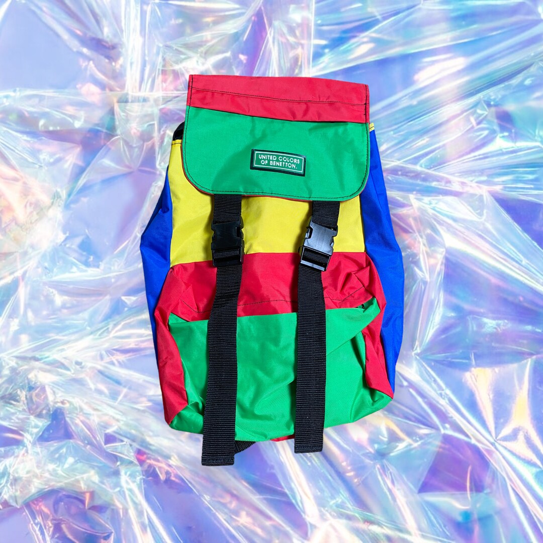Vintage Retro 90s United Colors of Benetton Backpack Nylon Colorful - Etsy