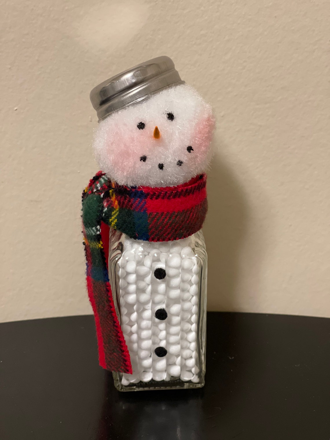 Glass Salt Shaker Snowman/farmhouse Snowman/country Snowman/salt and ...