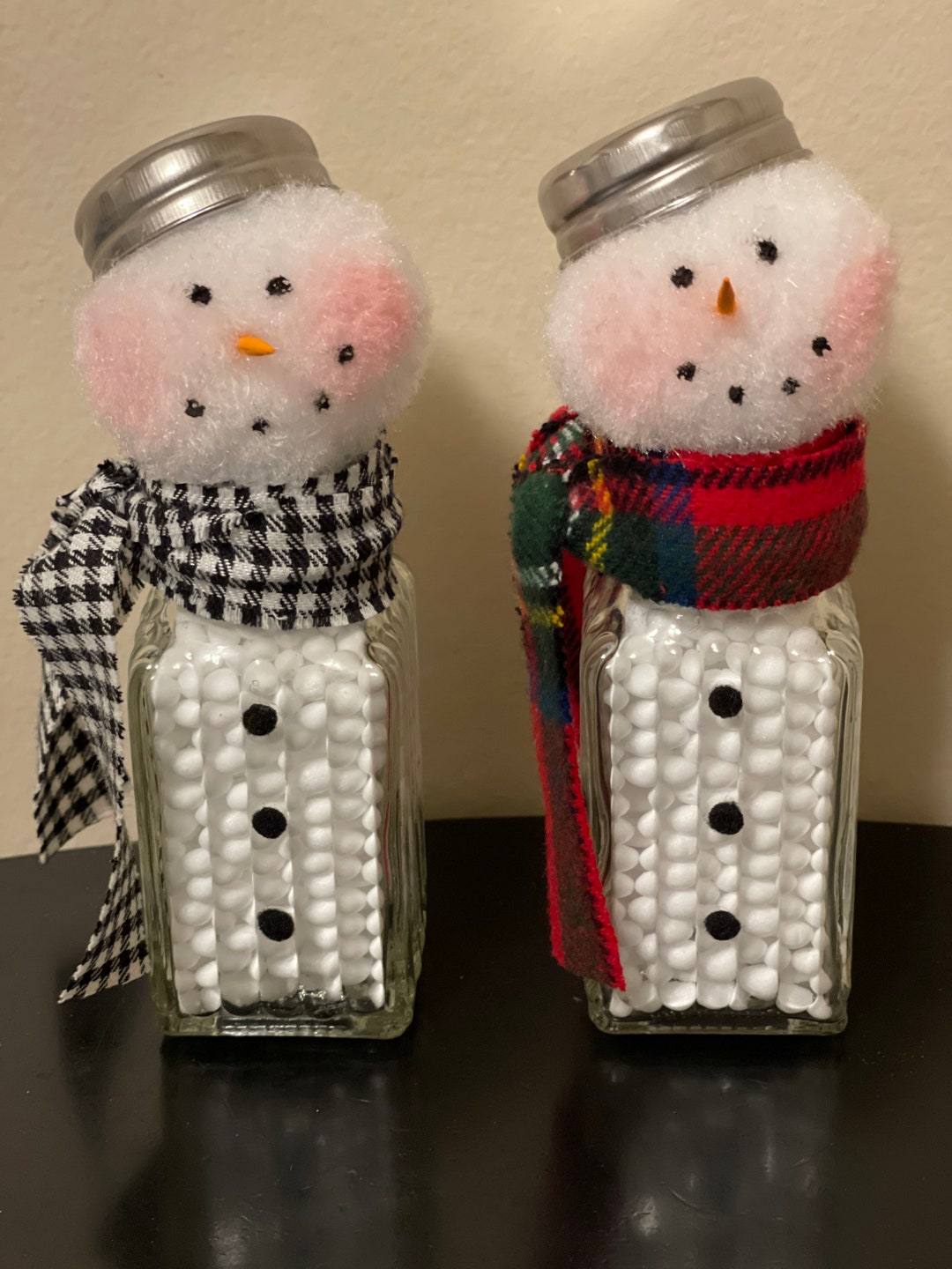 Glass Salt Shaker Snowman/farmhouse Snowman/country Snowman/salt and ...