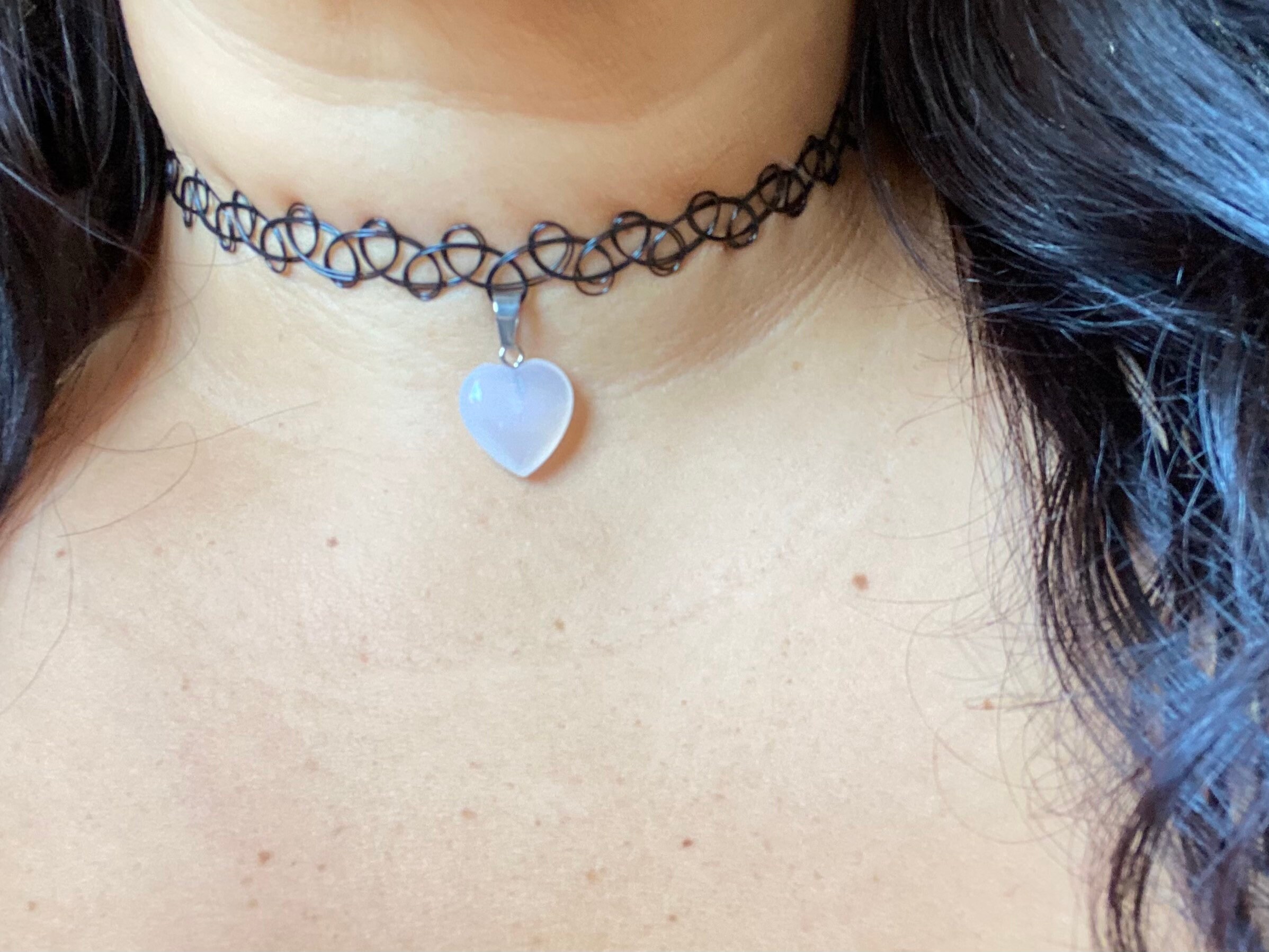 Black Stretch Choker With Your Choice of Small Heart Shaped - Etsy