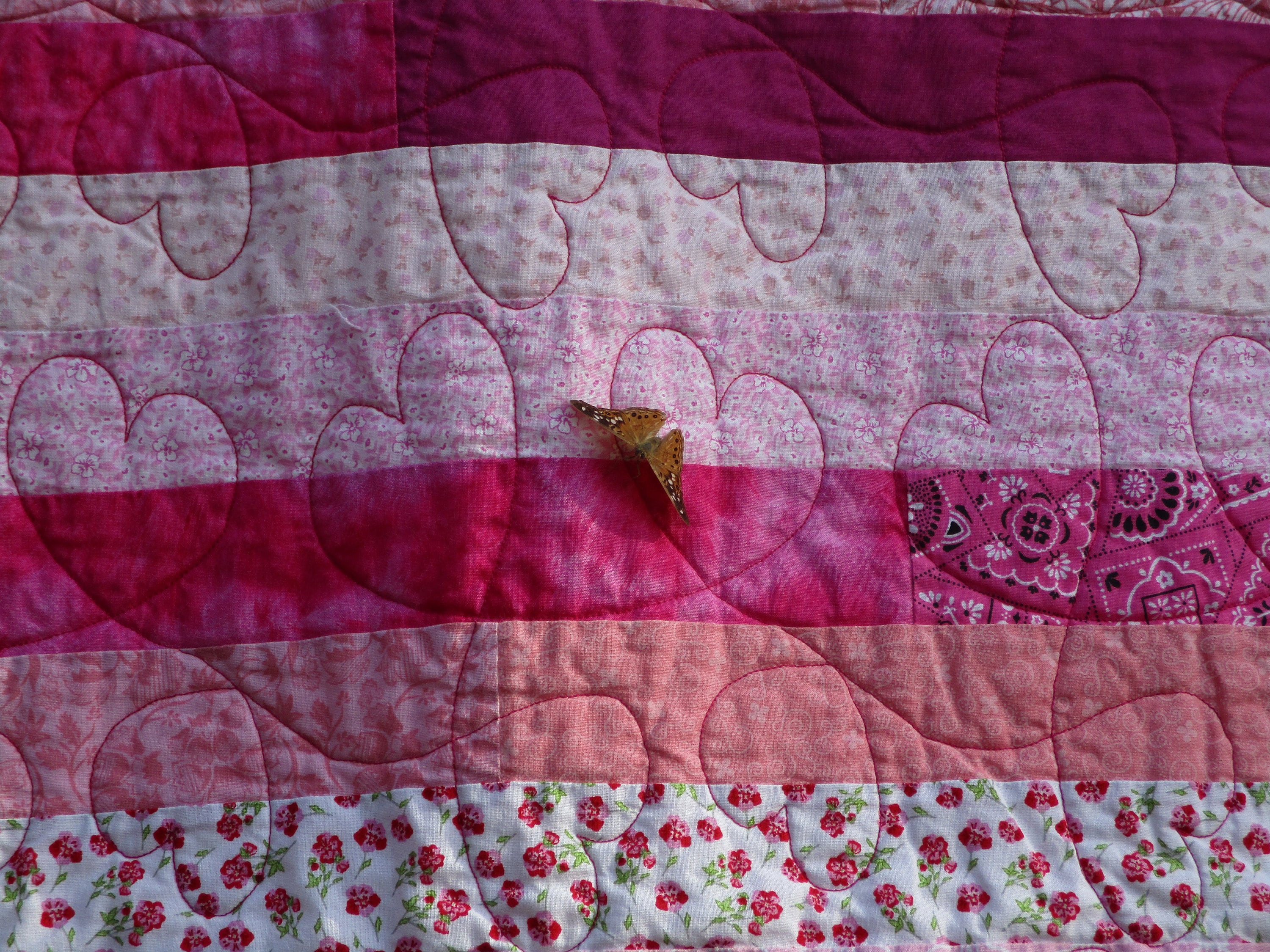 Pink Jelly Roll Race Quilt, Handmade, Modern Patchwork 52x64 Inch ...
