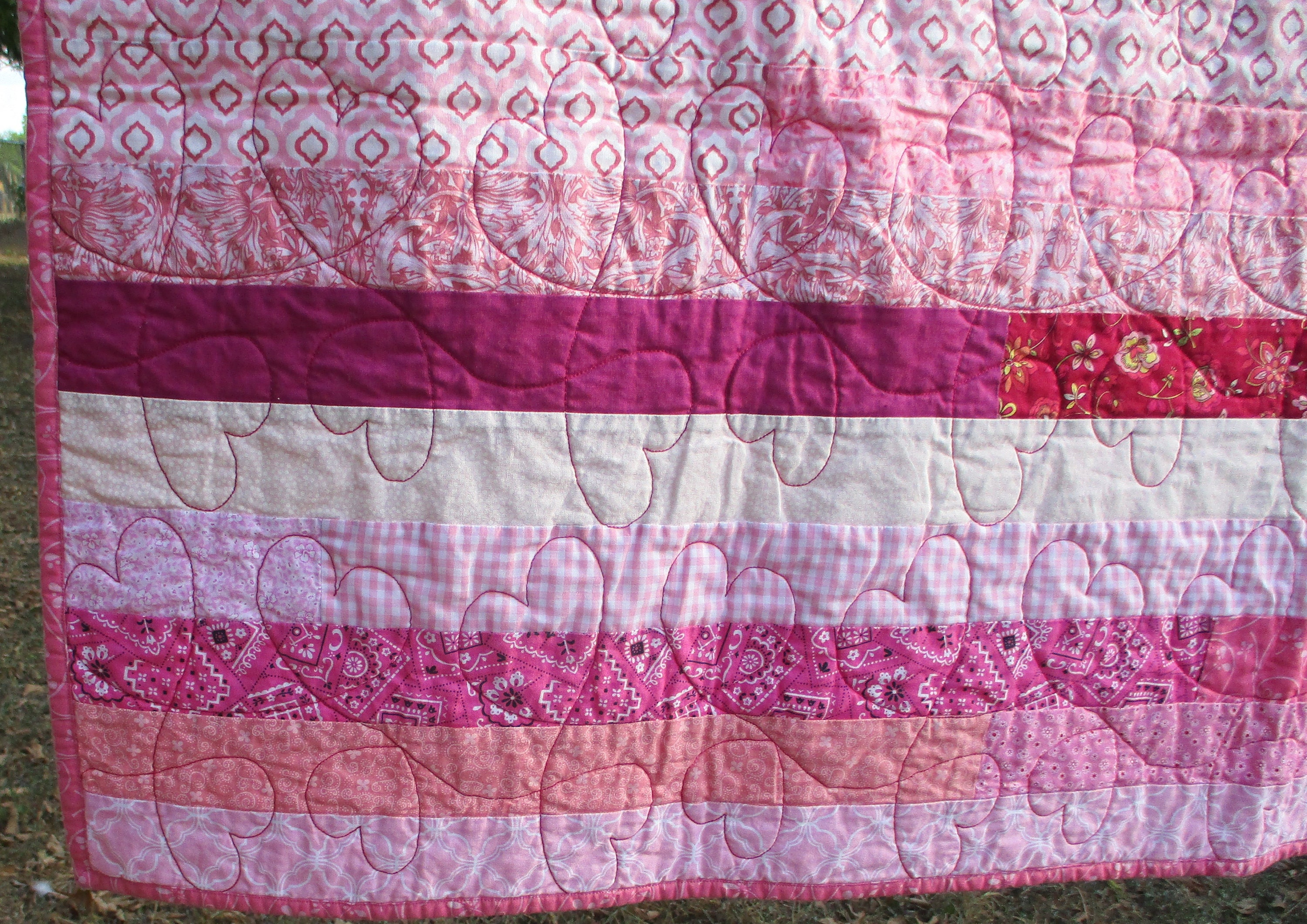 Pink Jelly Roll Race Quilt, Handmade, Modern Patchwork 52x64 Inch ...